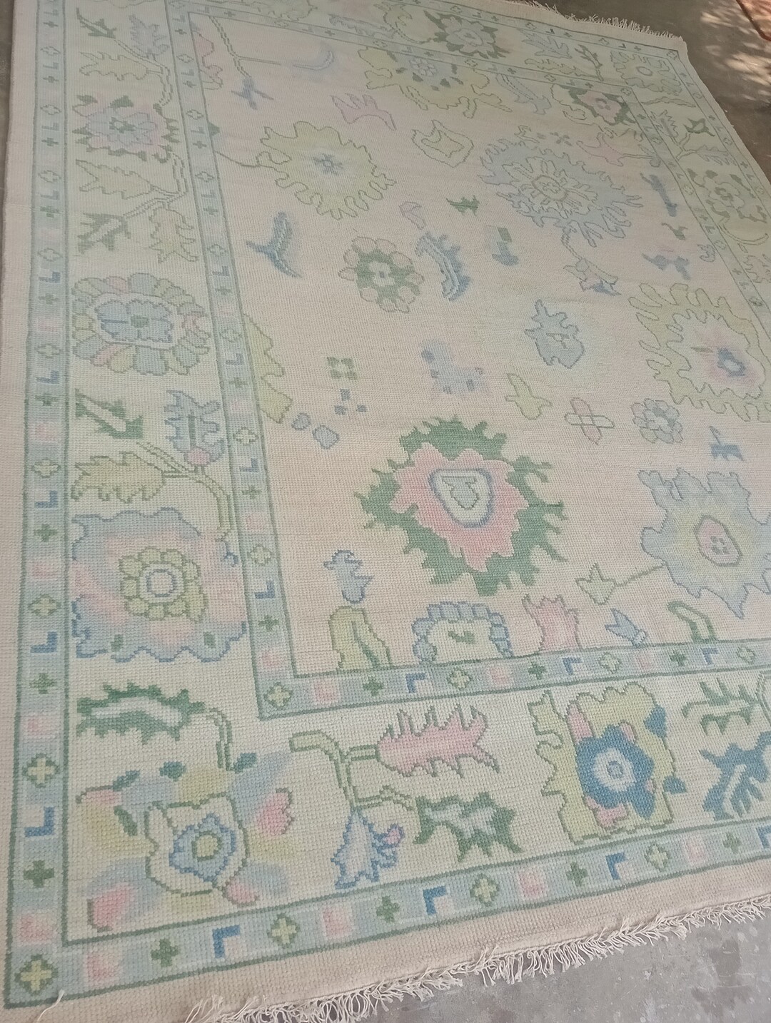 Bleach and Blue Rug Modern Oushak Rug Beautiful Rug ,large Are Rug - Etsy