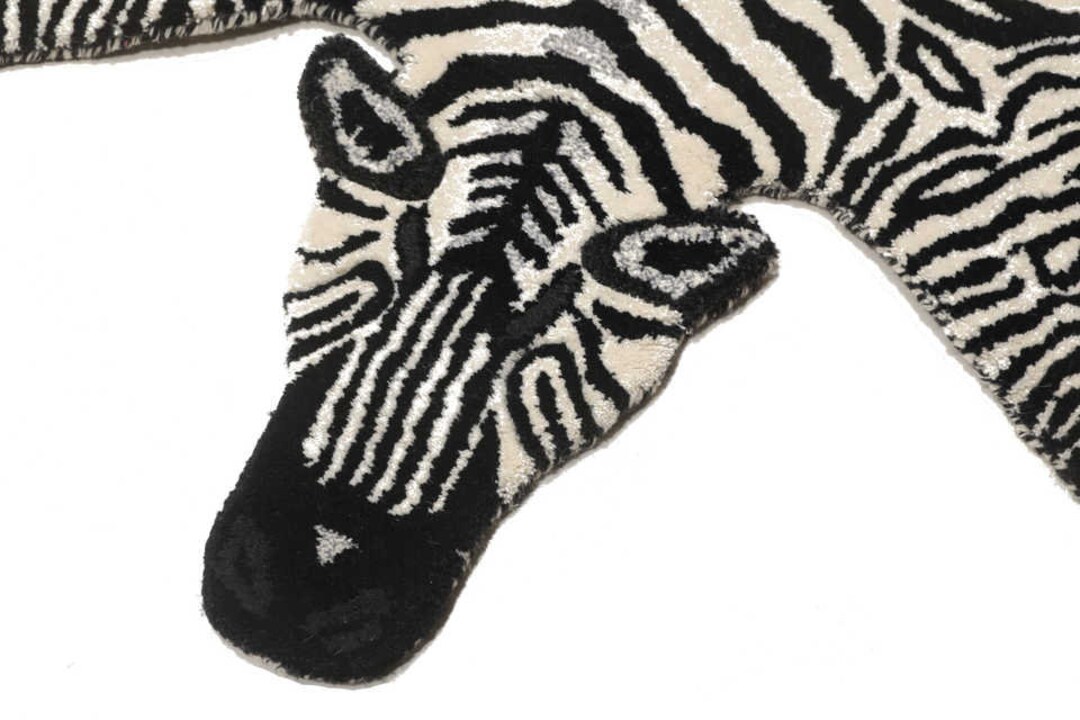 8x10 Black and White Zebra Skin Hand Tufted Carpet 100% Woolen Area Rug ...