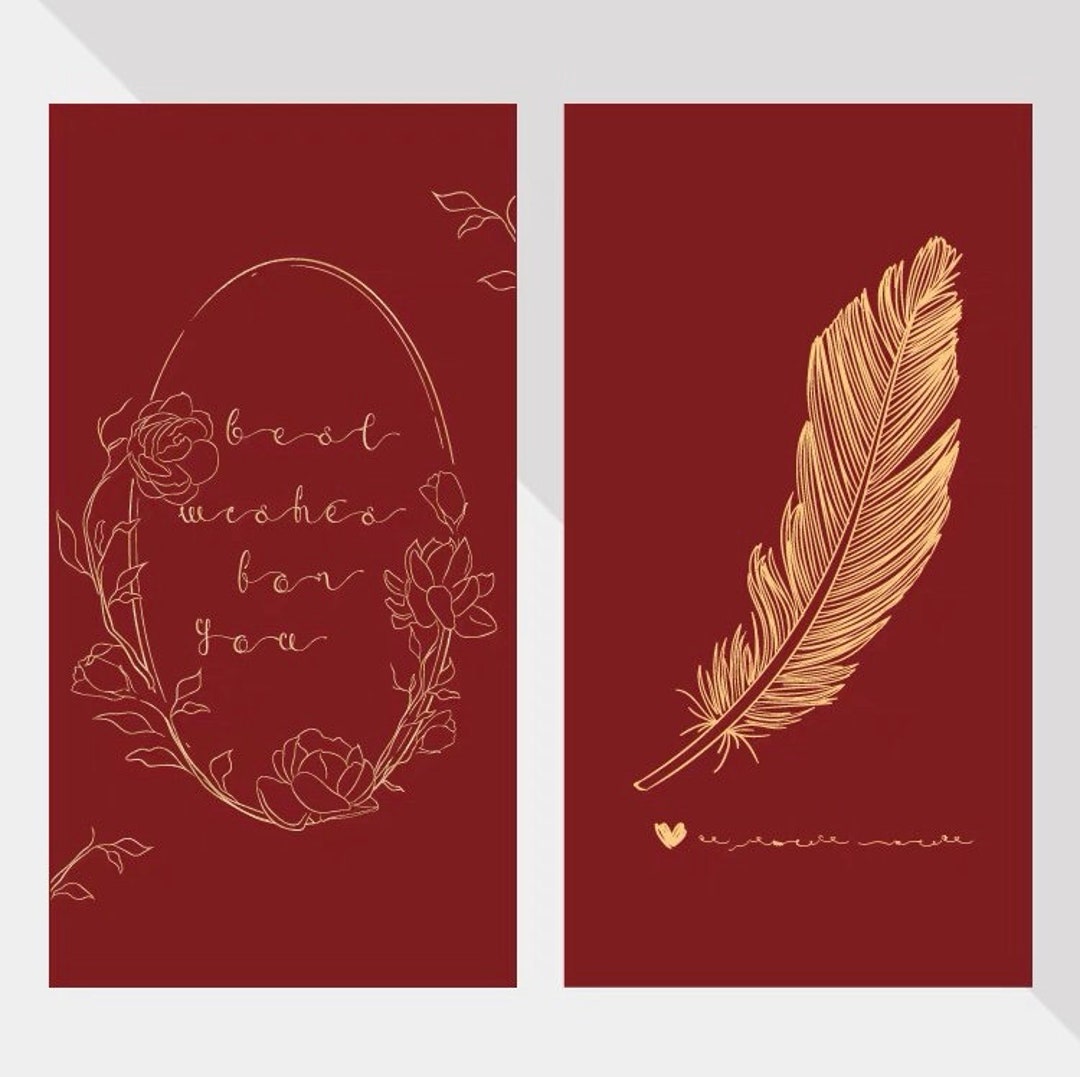 20pcs of A Set English Blessing Deep Red Gold Foil Printing - Etsy