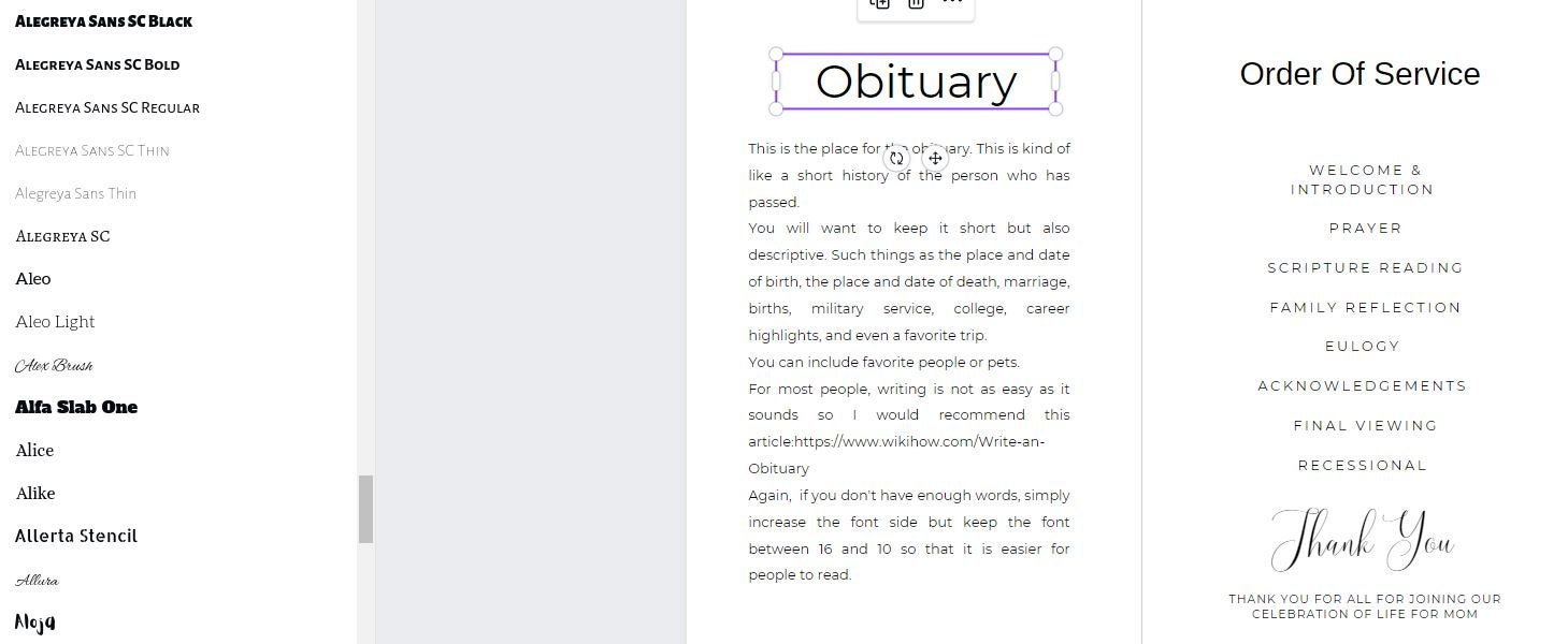 Bi-fold Memorial Program Template Download & Design Then Print Yourself ...