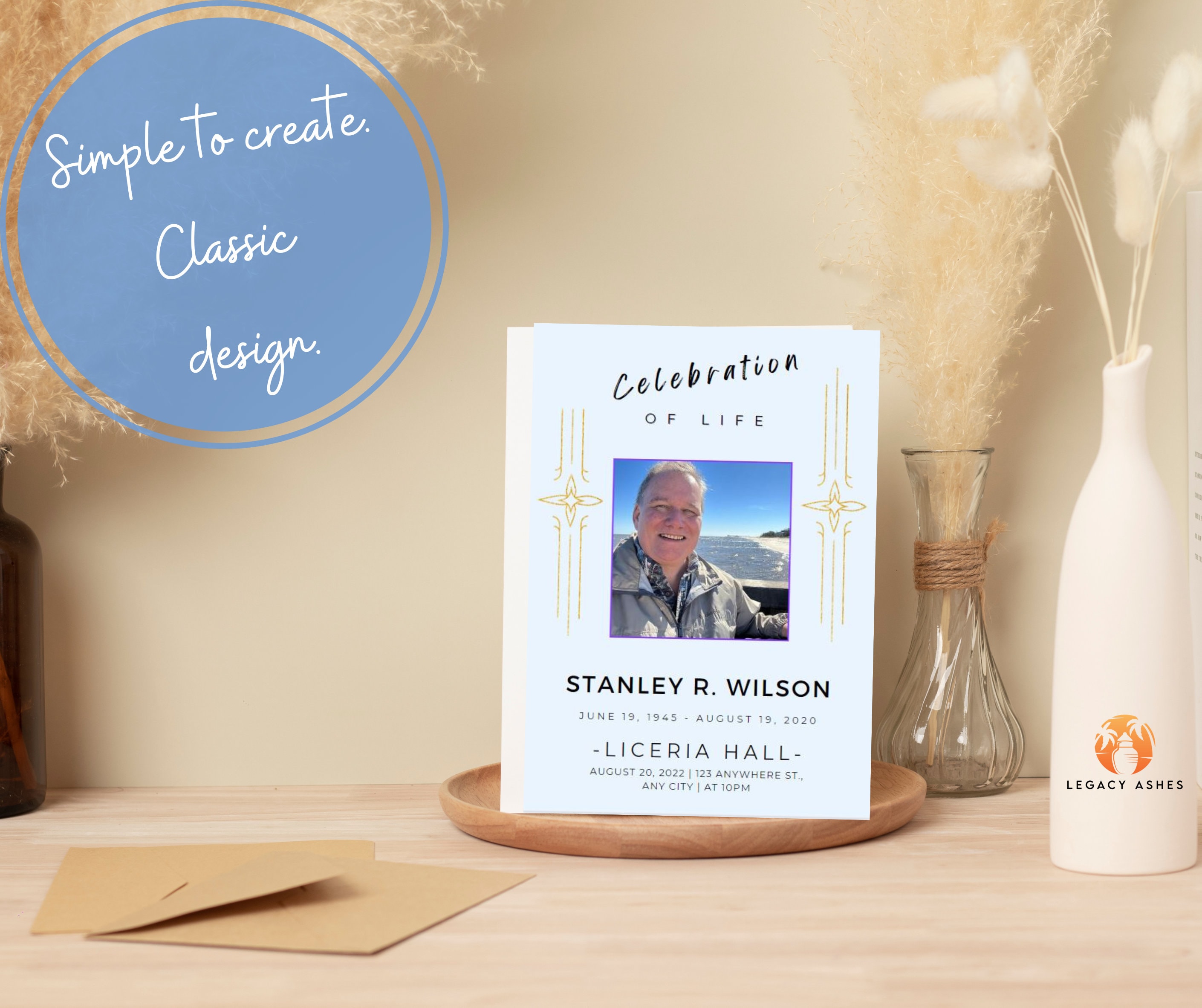Classic Memorial Card Template Download & Design Then Print - Etsy