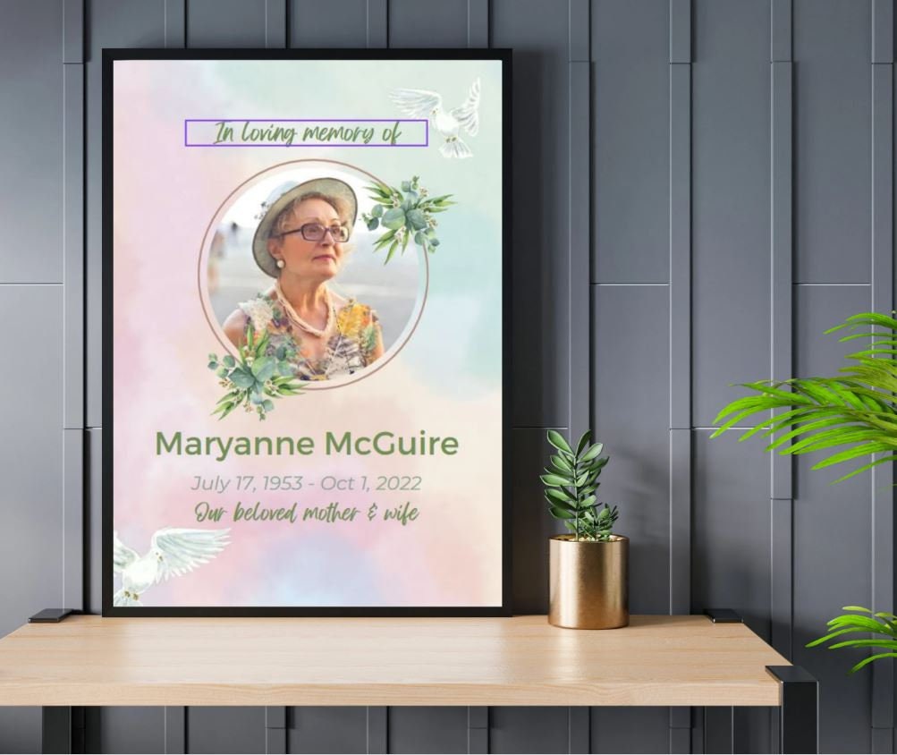 Memorial Poster Template FIVE Different Designs Download & Design Then ...