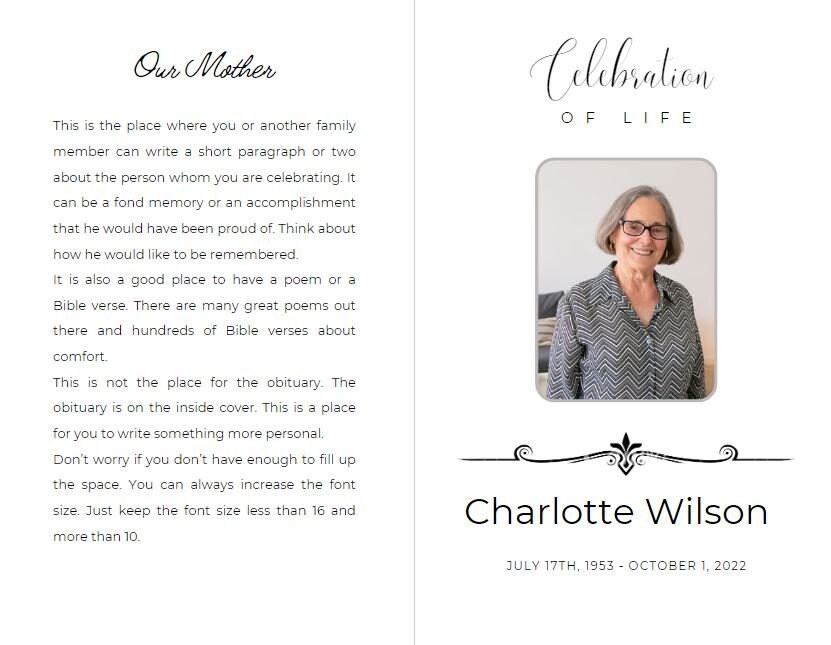 Bi-fold Memorial Program Template Download & Design Then Print Yourself ...