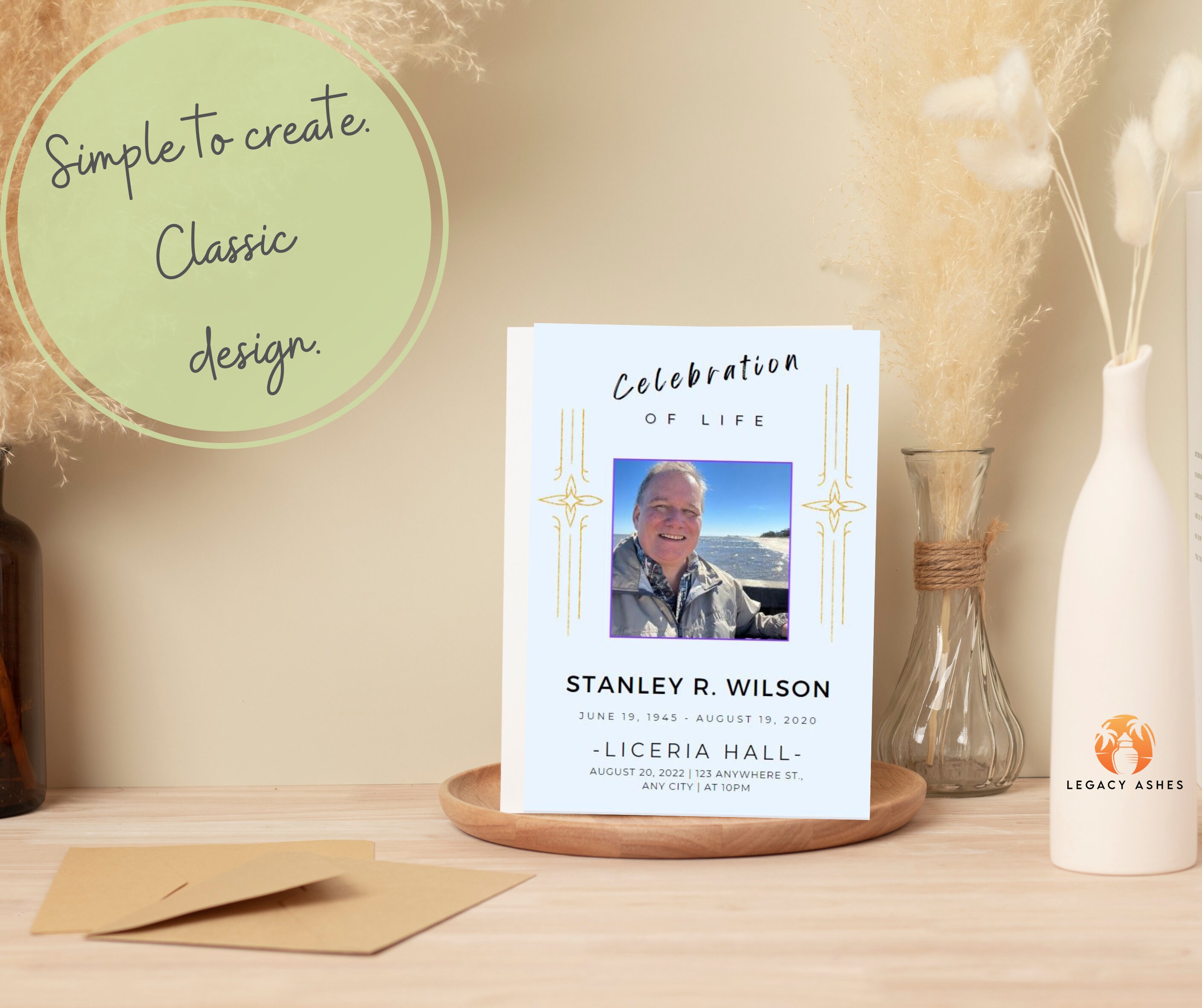 Classic Memorial Card Template - Download & Design Then Print Yourself ...