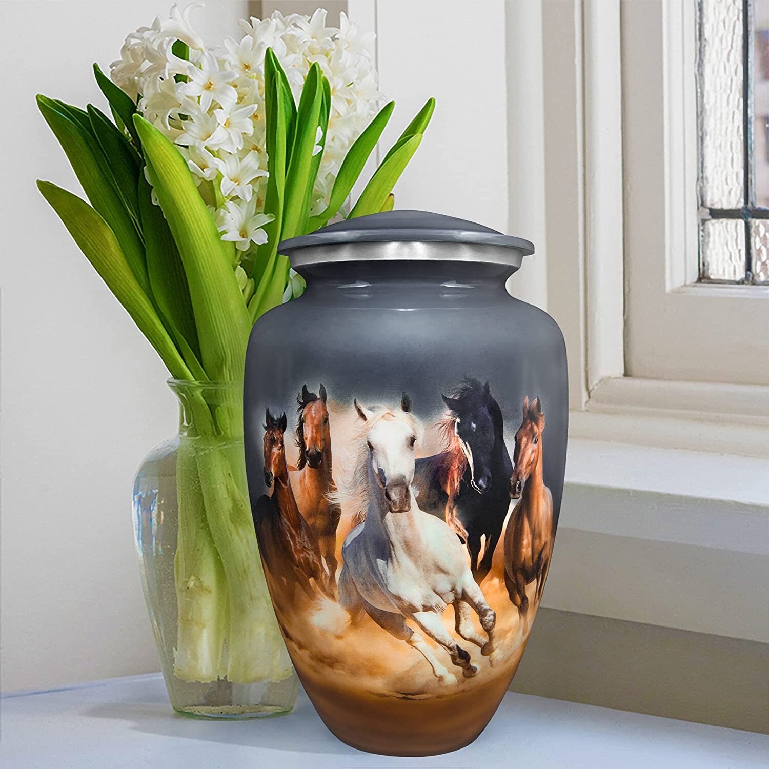Eternal Freedom Wild Horses Cremation Urn – Large Hand-painted Funeral ...
