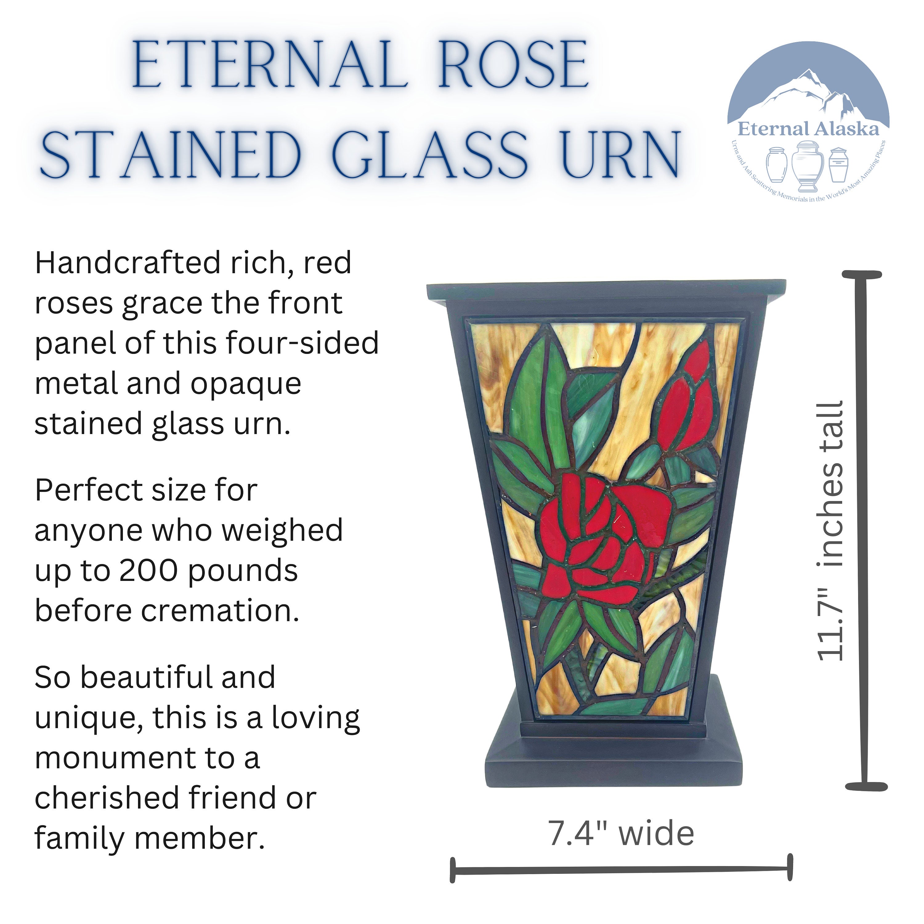 Eternal Rose Stained Glass Cremation Urn Funeral Urn With FREE Shipping ...