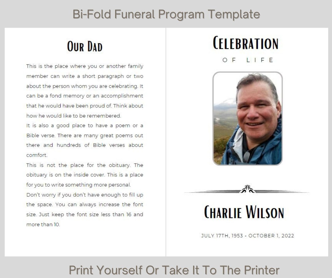 Bi-fold Memorial Program Template Download & Design Then Print Yourself ...