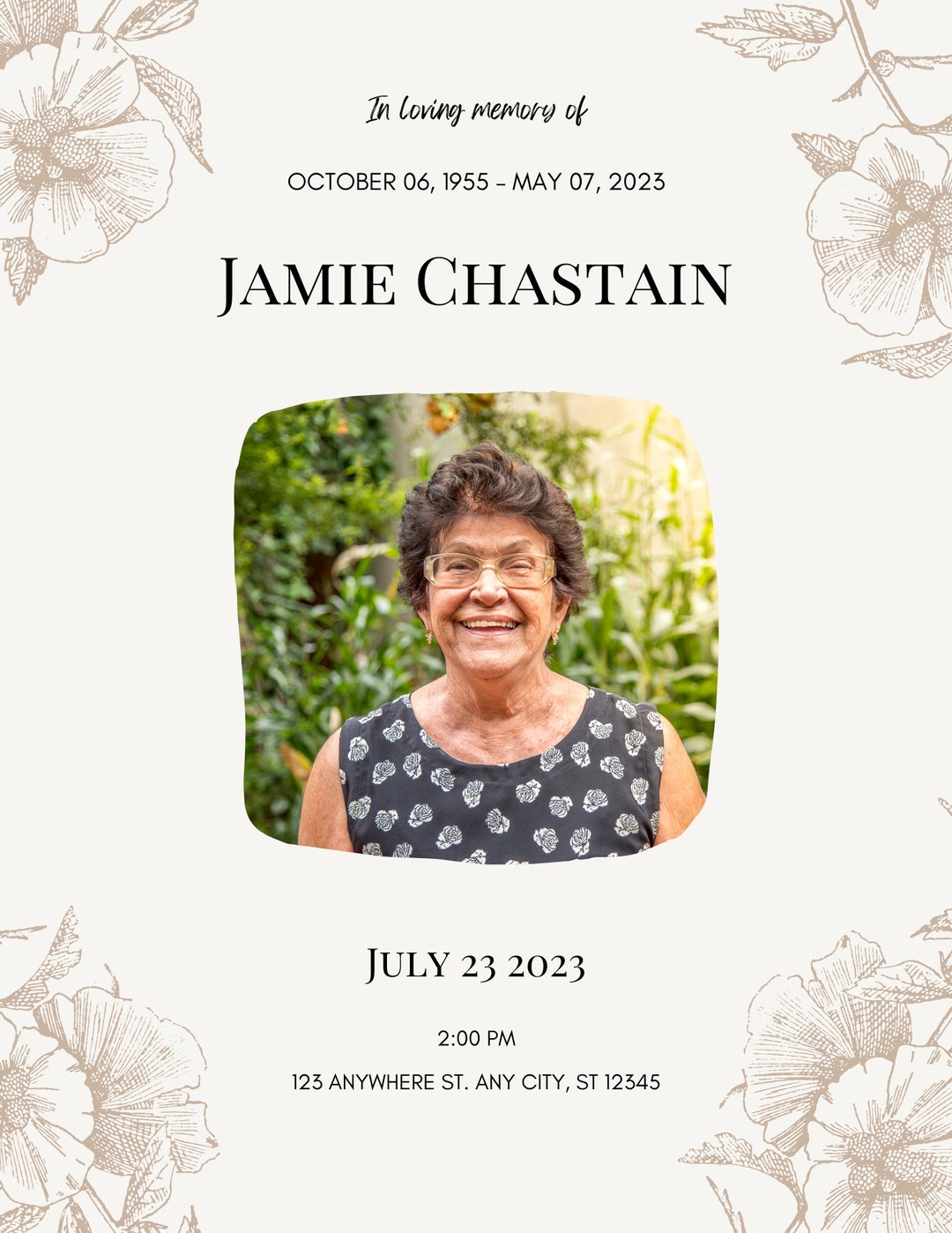 Single Page Front/back Funeral Program Template - Three Different ...