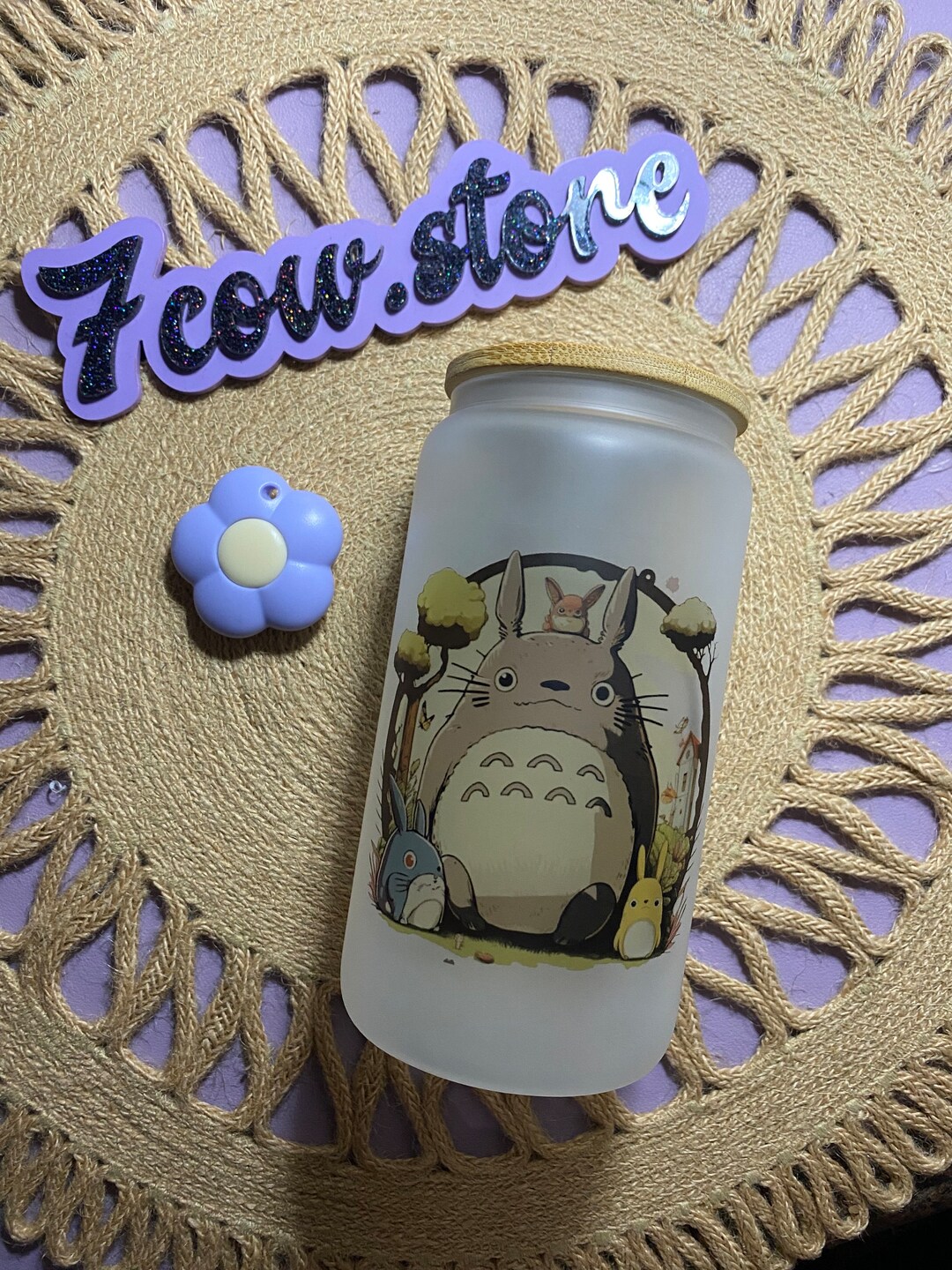 Japanese Inspired Frosted Cup | Totoro | Coffee Glass Can Cup | Ghibli ...