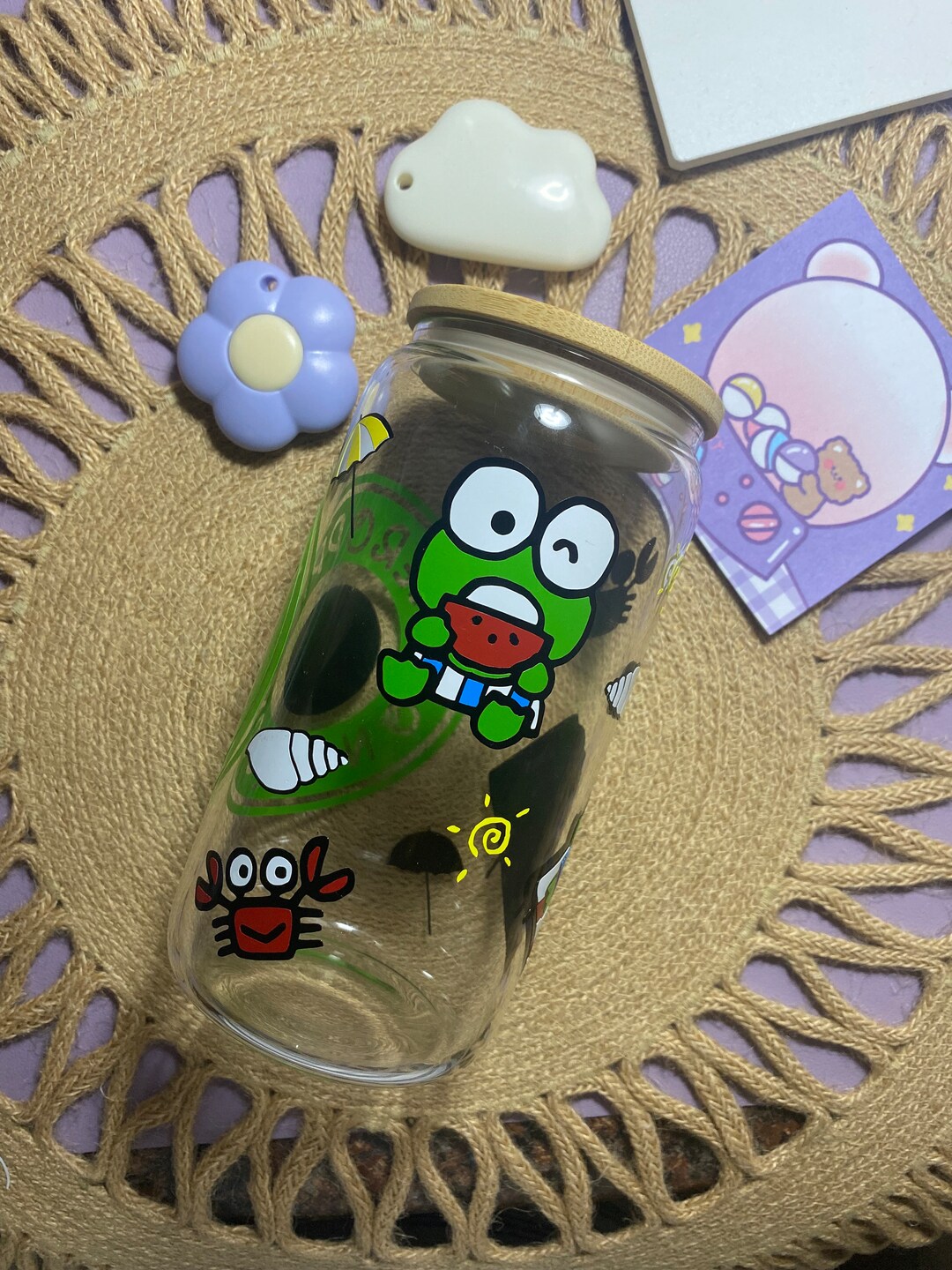 Green Froggy Keroppi Hello Kitty Frog Beach Style Starbucks Ice Coffee ...