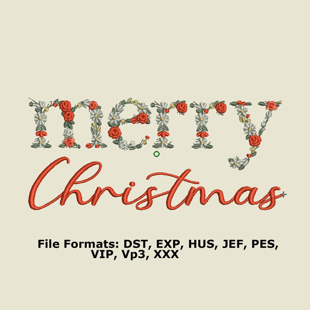 Merry Embroidery Design, Floral Merry Christmas Embroidery Design ...