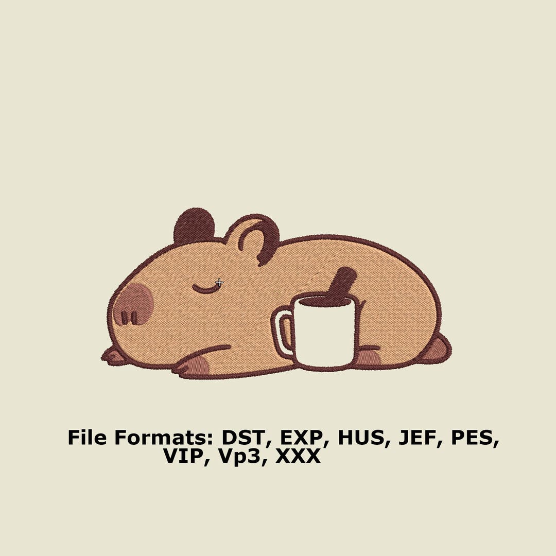 Capybara Embroidery Design, Cute Lazy Capybara Embroidery Designs ...