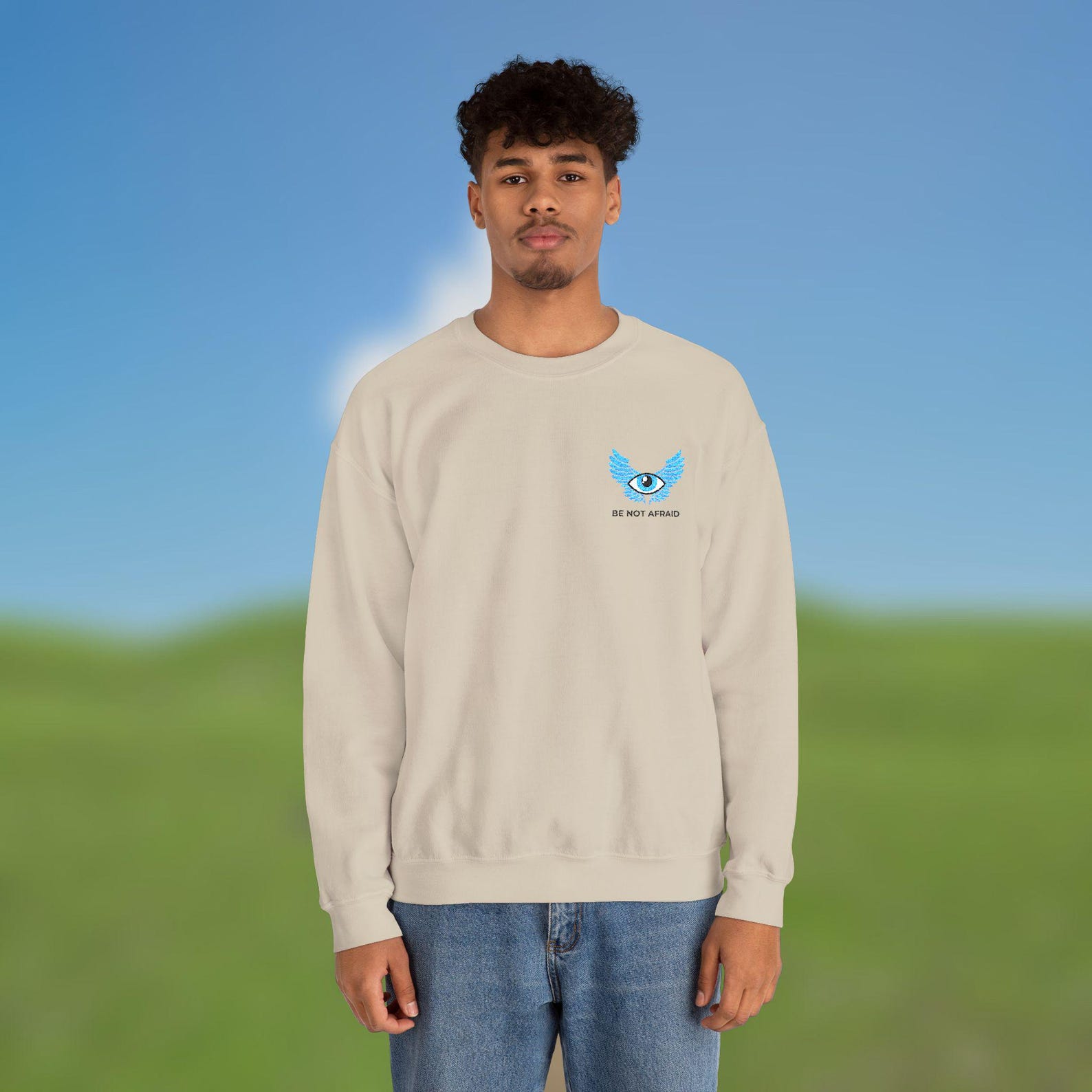 Biblically Accurate Angel Embroidered Sweatshirt, Be Not Afraid ...