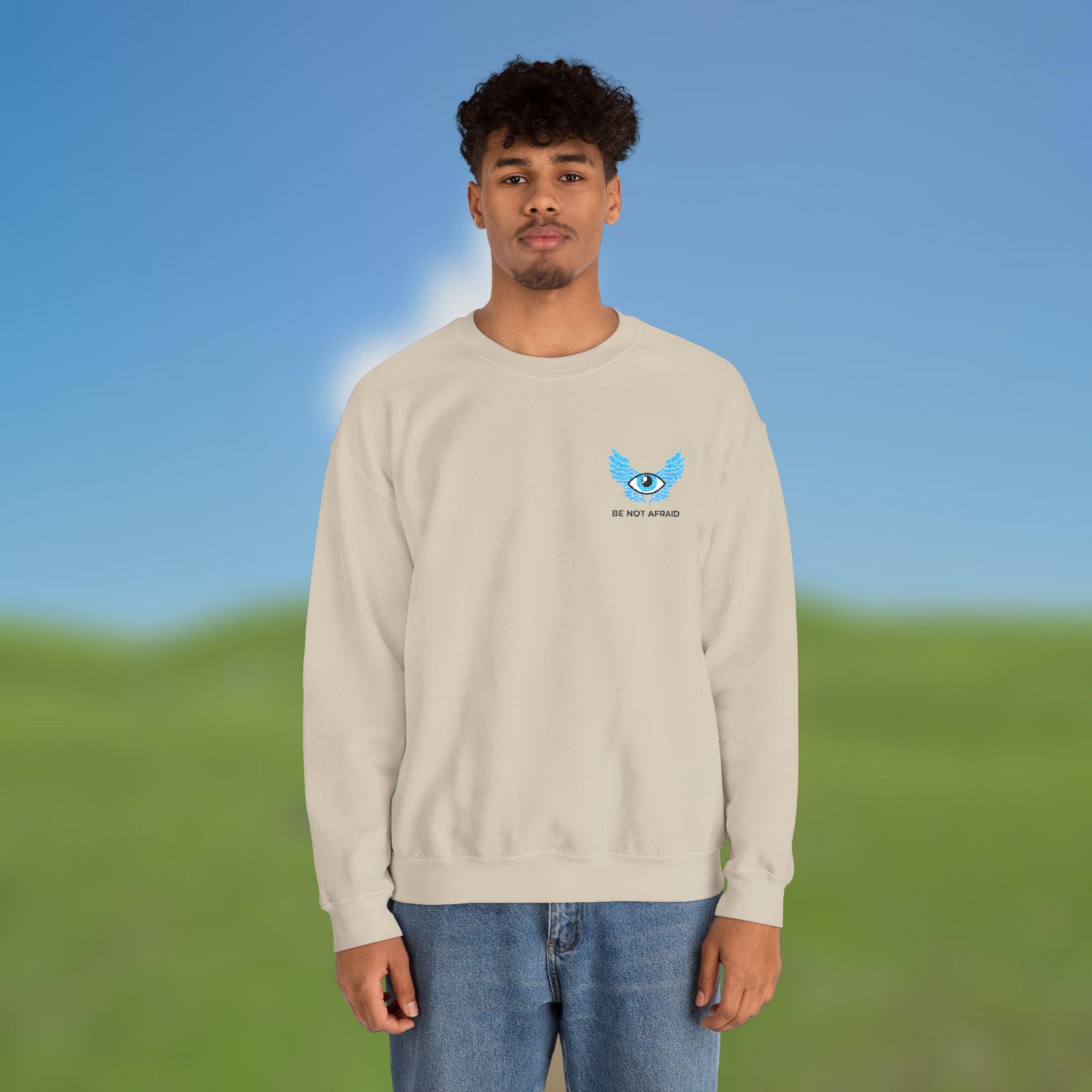 Biblically Accurate Angel Embroidered Sweatshirt, Be Not Afraid ...