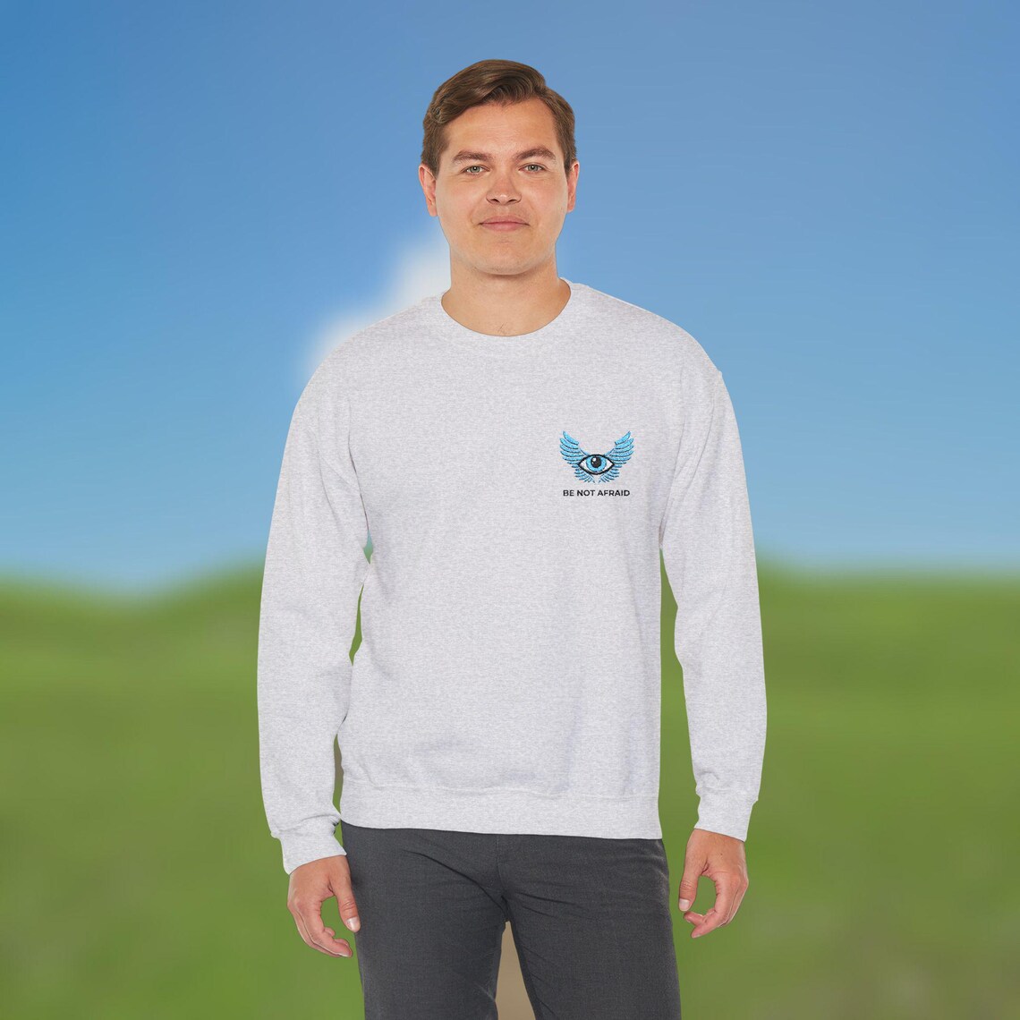 Biblically Accurate Angel Embroidered Sweatshirt, Be Not Afraid ...