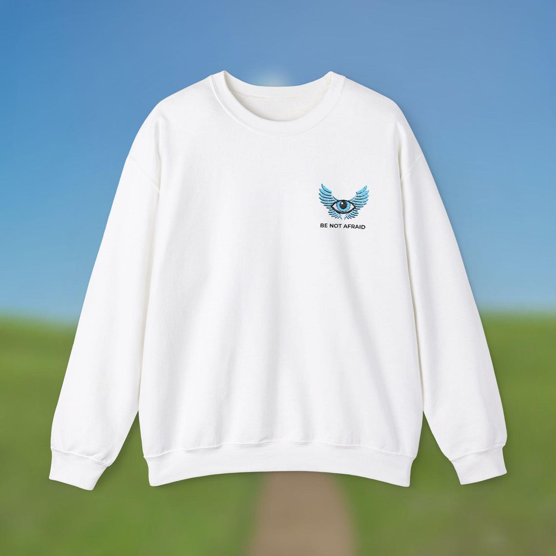 Biblically Accurate Angel Embroidered Sweatshirt, Be Not Afraid ...