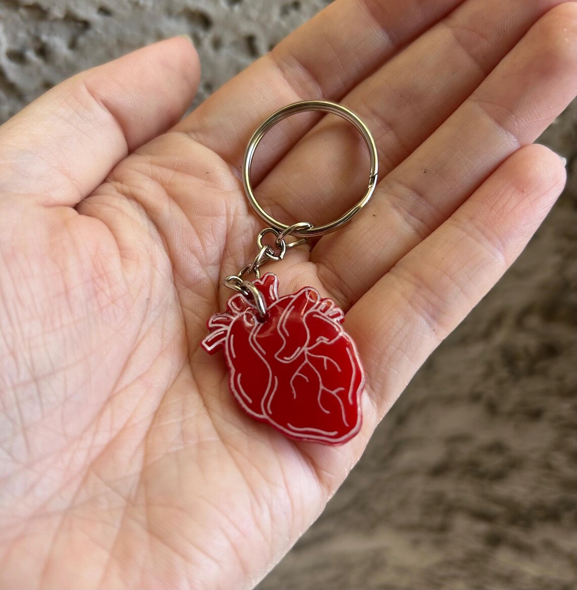 Anatomical Heart Keychain – Red Acrylic Heart Charm – Cute Goth ...