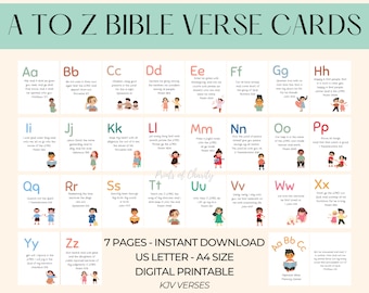 Abc's A-Z Bible Memory Verse Cards to Print and Cut Out, Digital ...