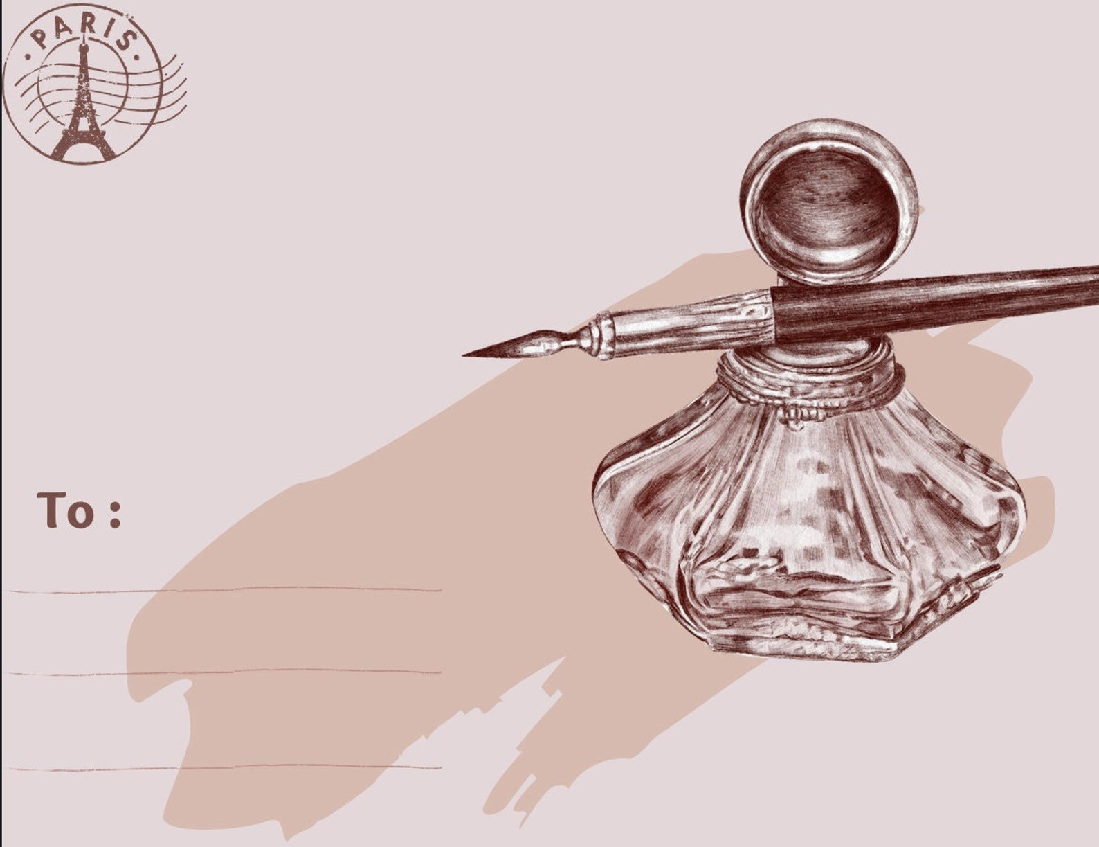 Antique Vintage Ink Pen Bottle Drawing, Scrapbook, Flower, Digital ...