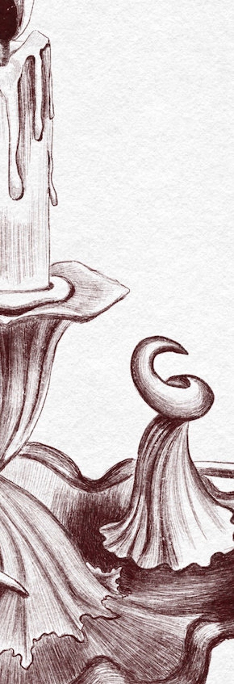 Vintage Candlestick Drawing, Scrapbook, Digital Clipart, Instant ...