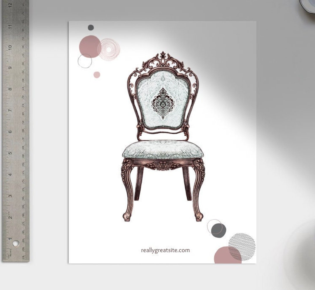 Antique Vintage Royal Chair Drawing, Scrapbooking, Digital Clipart ...