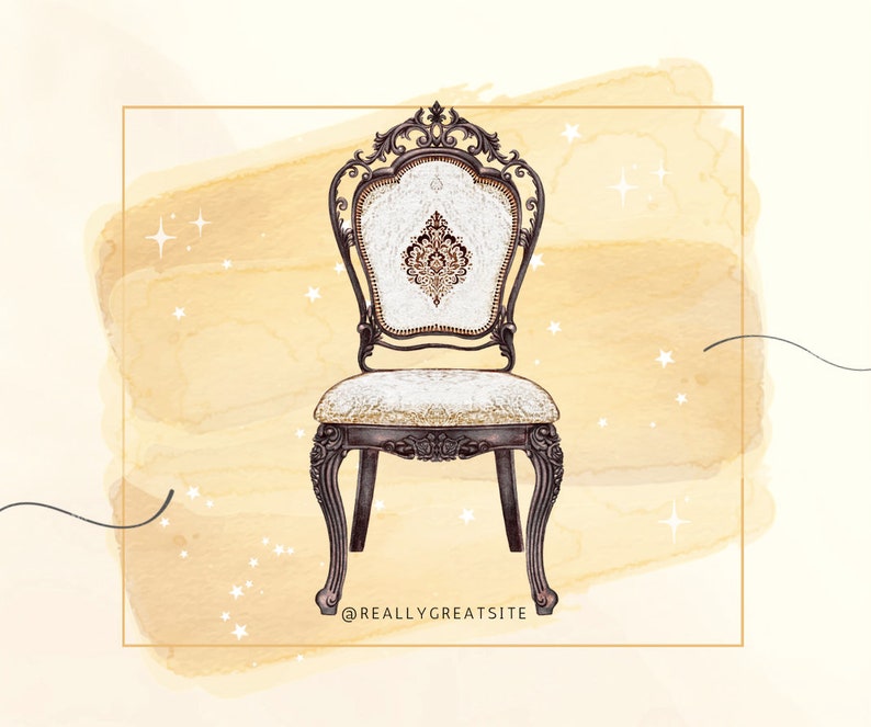 Antique Vintage Royal Chair Drawing, Scrapbooking, Digital Clipart ...