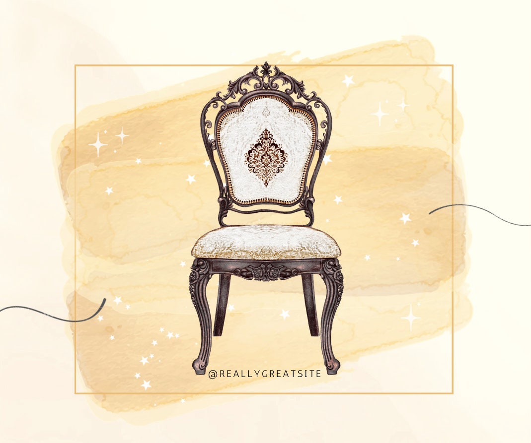 Antique Vintage Royal Chair Drawing, Scrapbooking, Digital Clipart ...