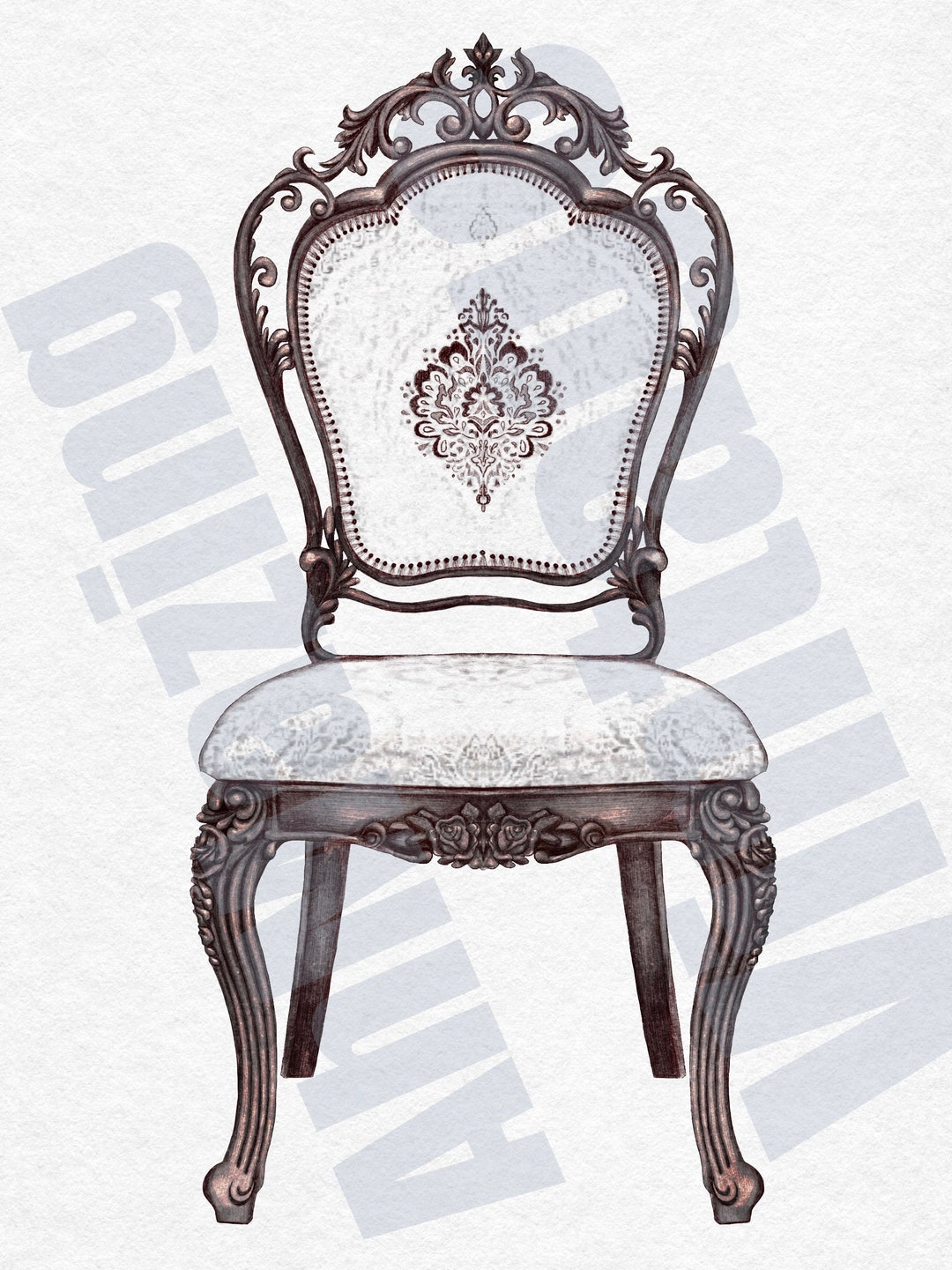 Antique Vintage Royal Chair Drawing, Scrapbooking, Digital Clipart ...
