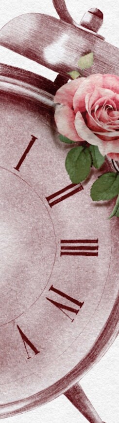 Vintage Old Alarm Clock Roses Drawing, Scrapbook, Digital Clipart ...