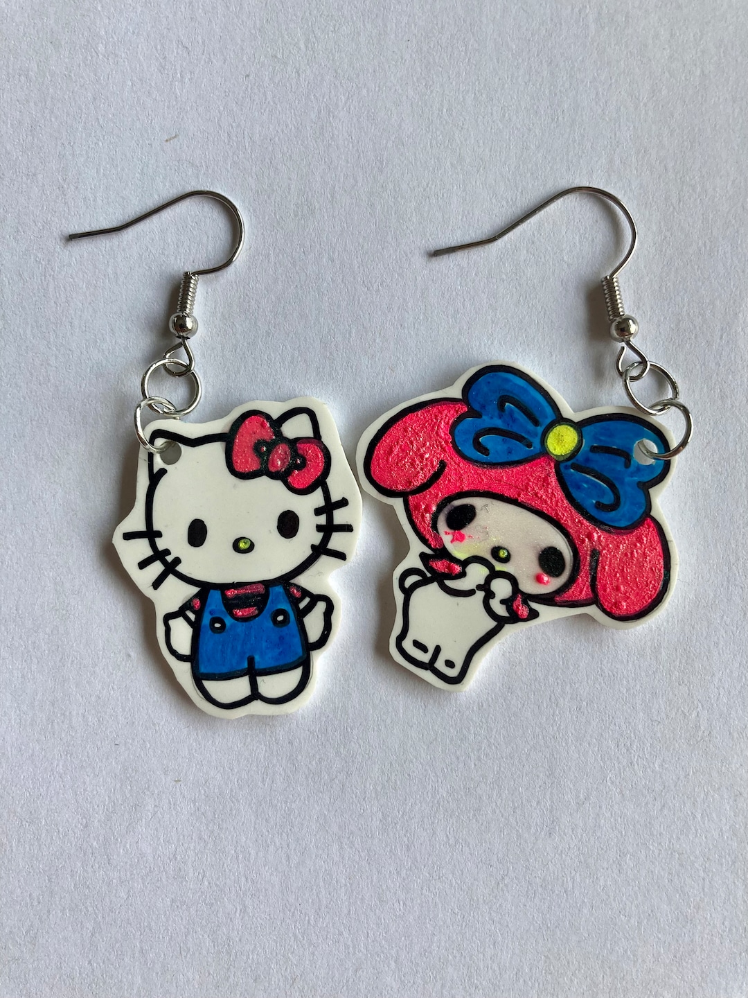 Hello Kitty and My Melody Shrinky Dink Dangle Earrings - Etsy