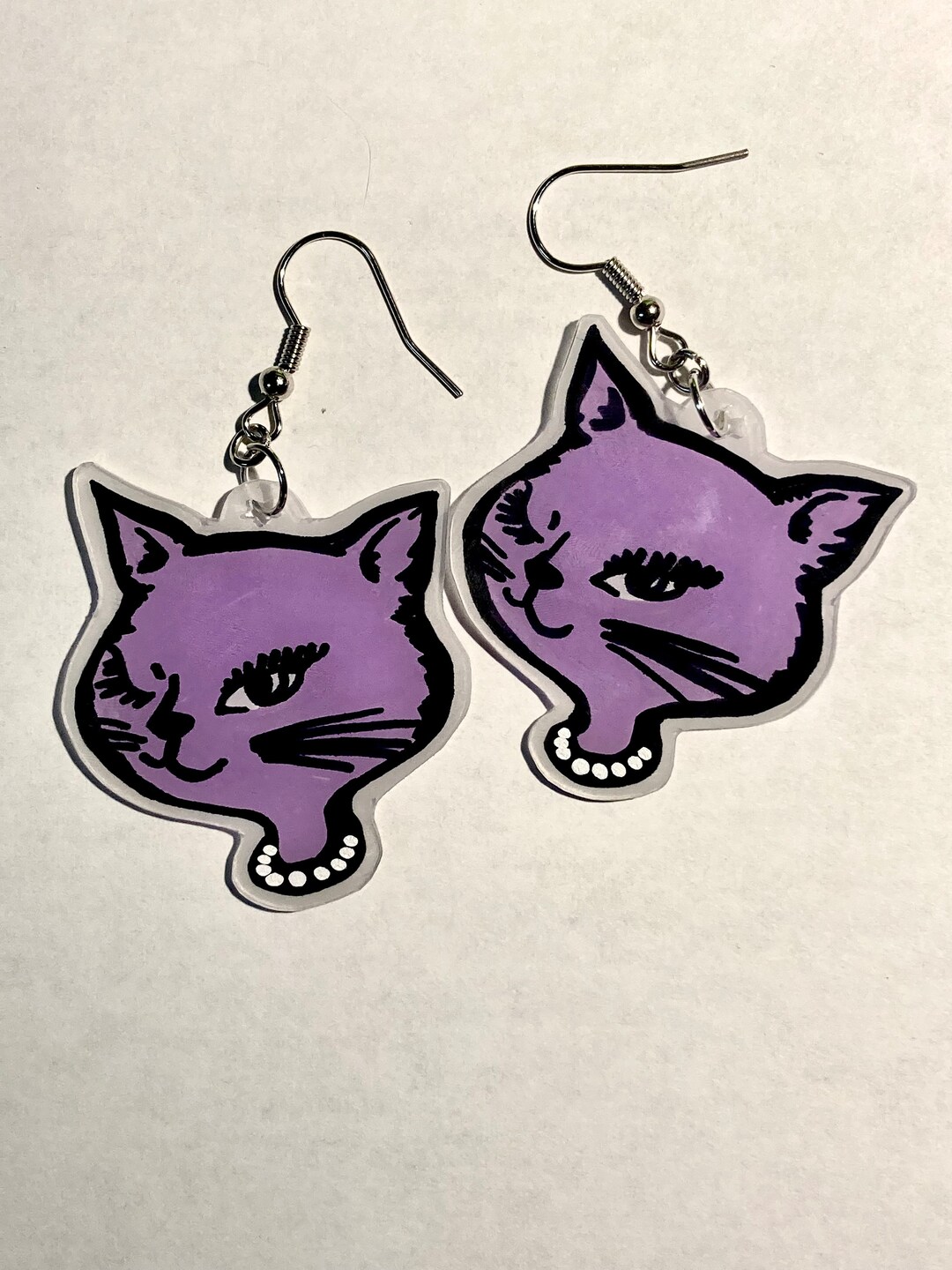 Those 90's Cat Stickers Shrinky Dink Dangle Earring - Etsy