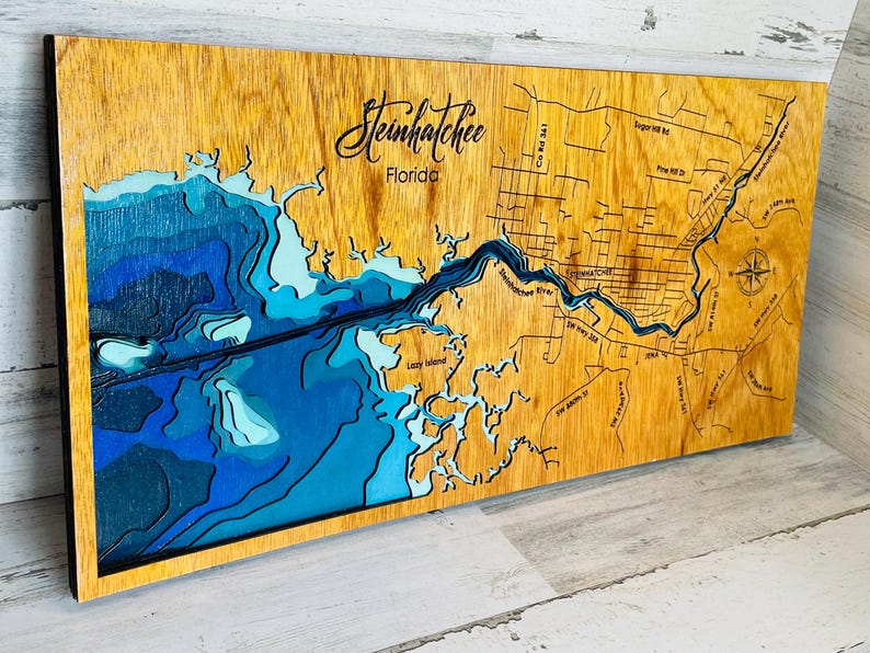 Steinhatchee, Florida 3-D Map | the Hatch Map - Etsy