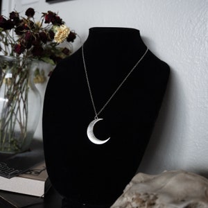 Large Silver Crescent Moon Gothic Necklace - Etsy