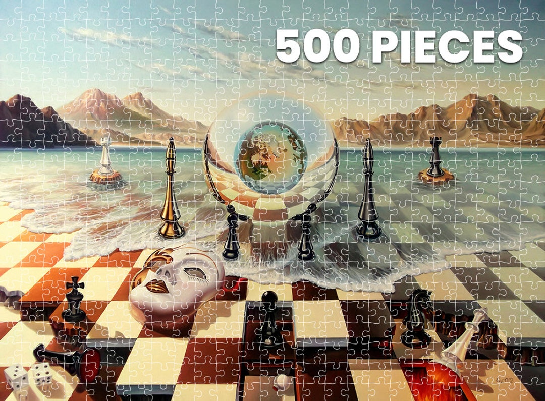 Jigsaw Puzzle Salvador Dali Poster Chess Mask on Sea 1000, 500, 252 and ...