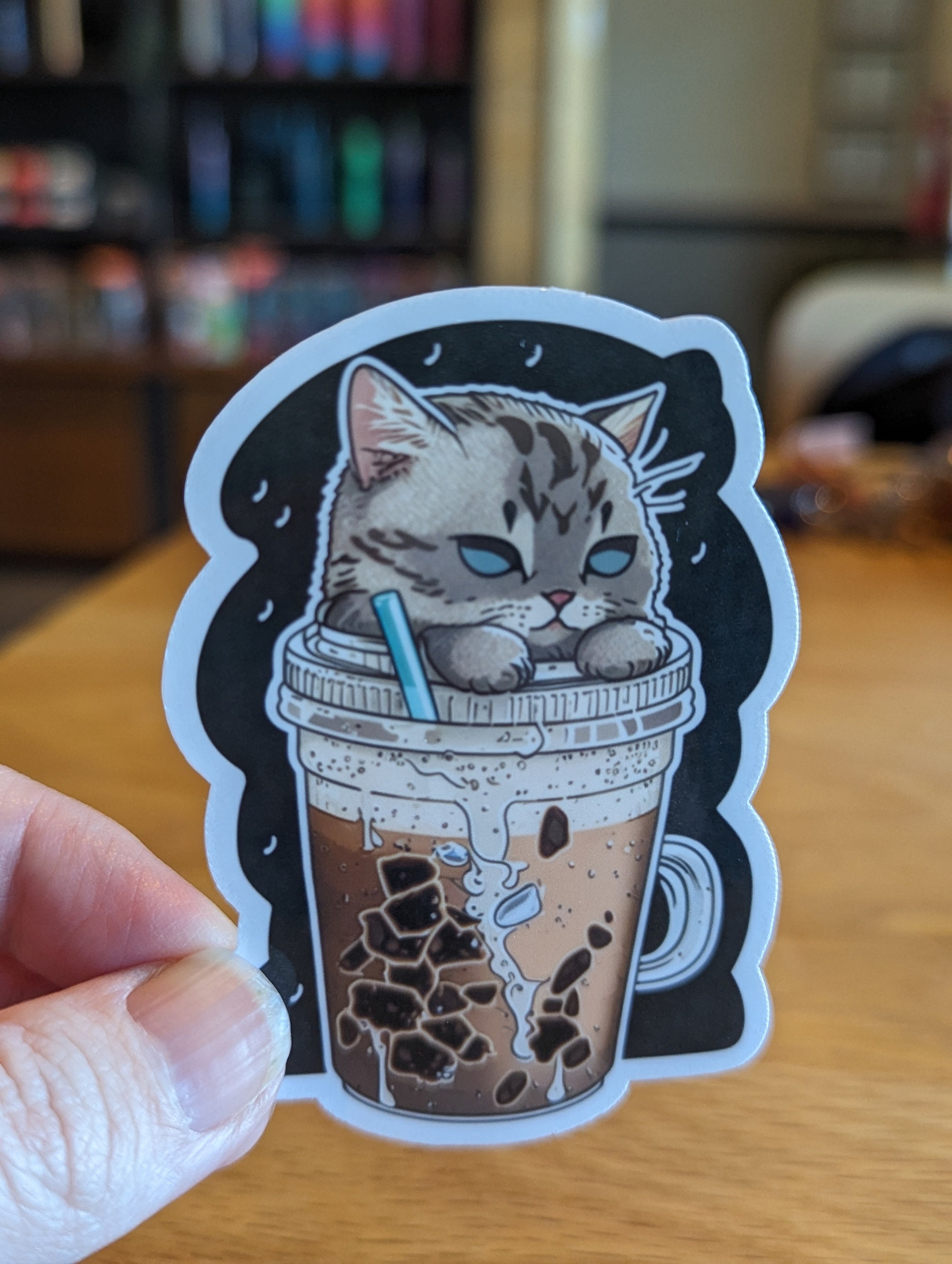 Iced Coffee Cat Sticker - Etsy
