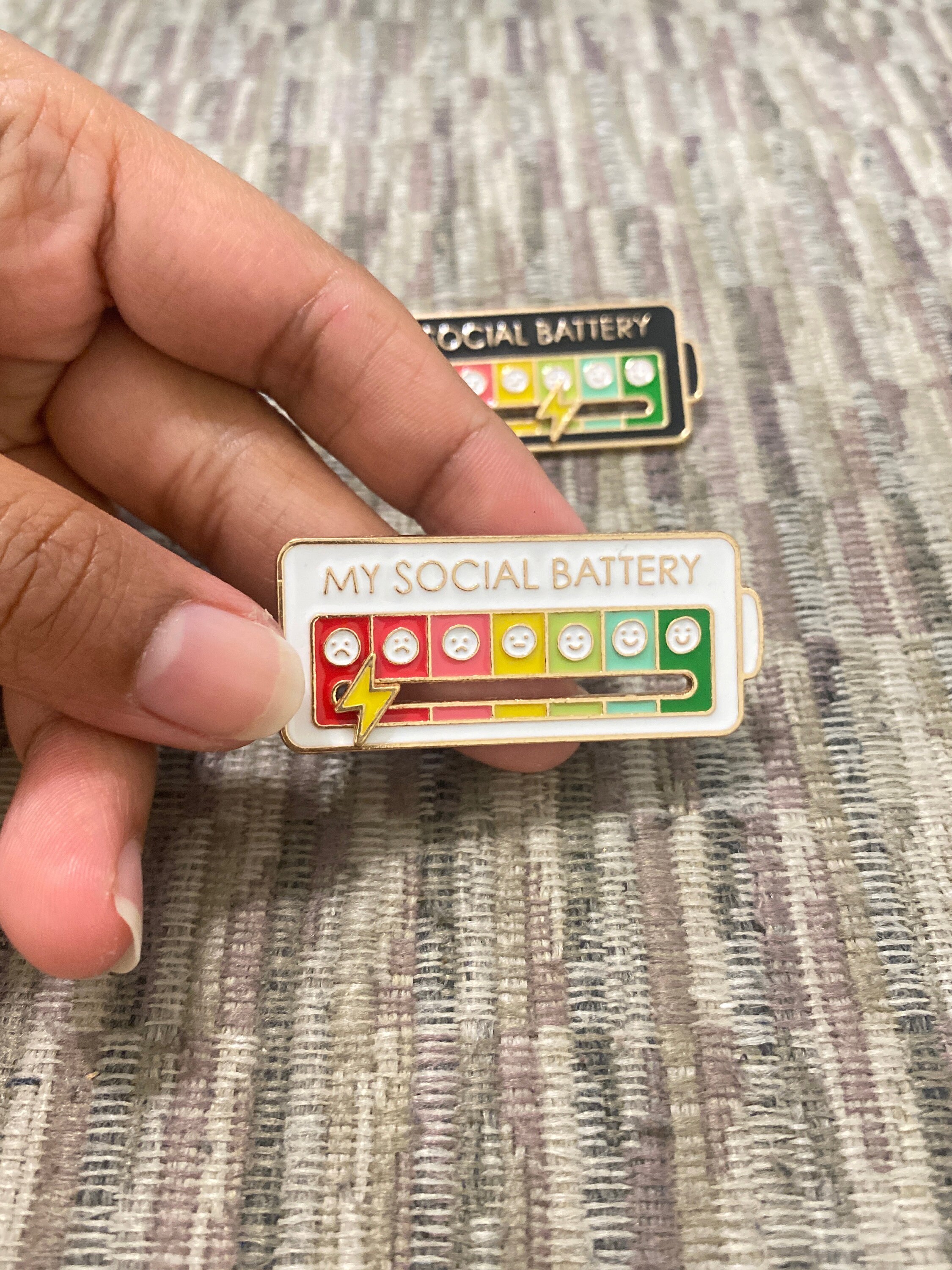 Amazon Cute Peccy Pin My Social Battery 2 Pins Black&white - Etsy