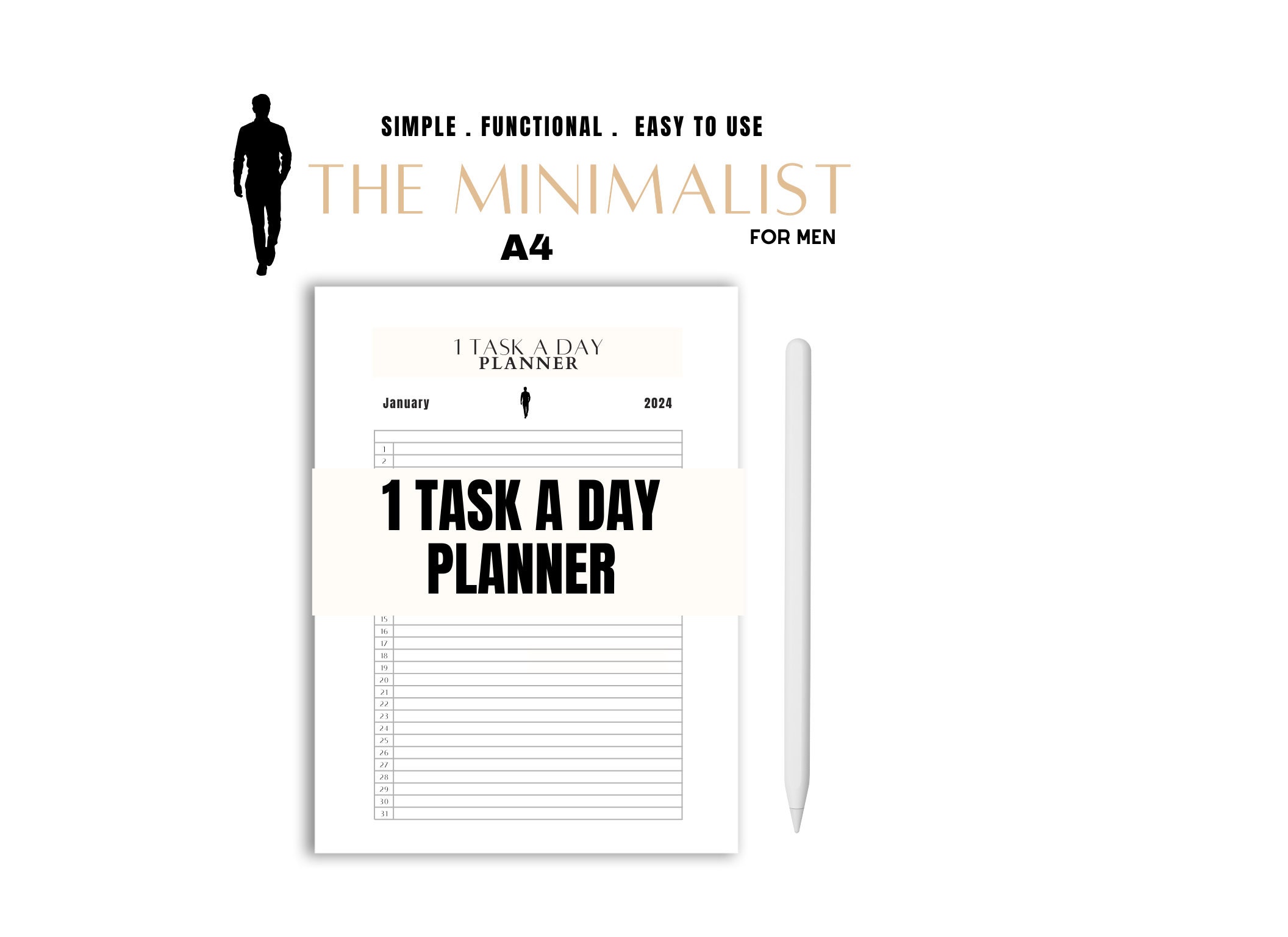 5-year Printable Minimalist One Task a Day Planner A4 - Etsy