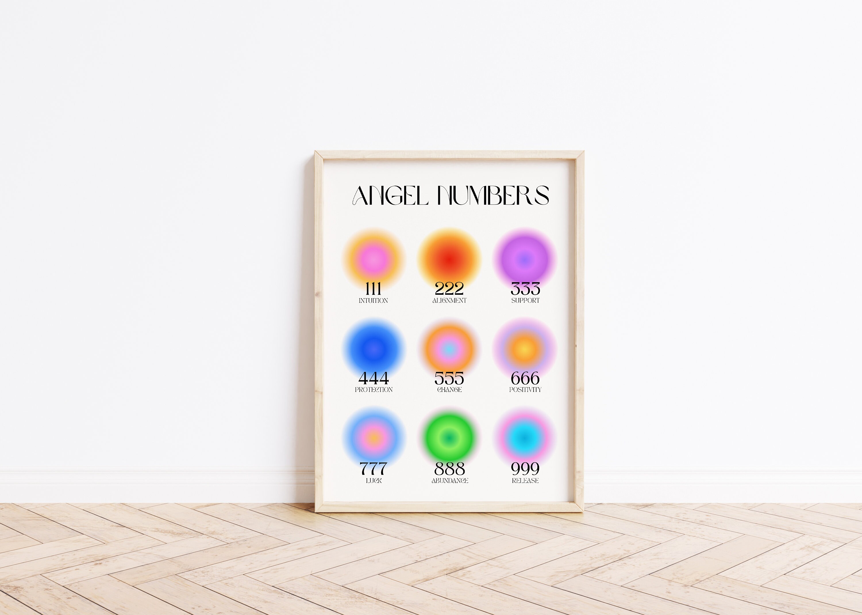 Angel Number Poster, Spiritual Poster, Aura Gradient, Positive ...