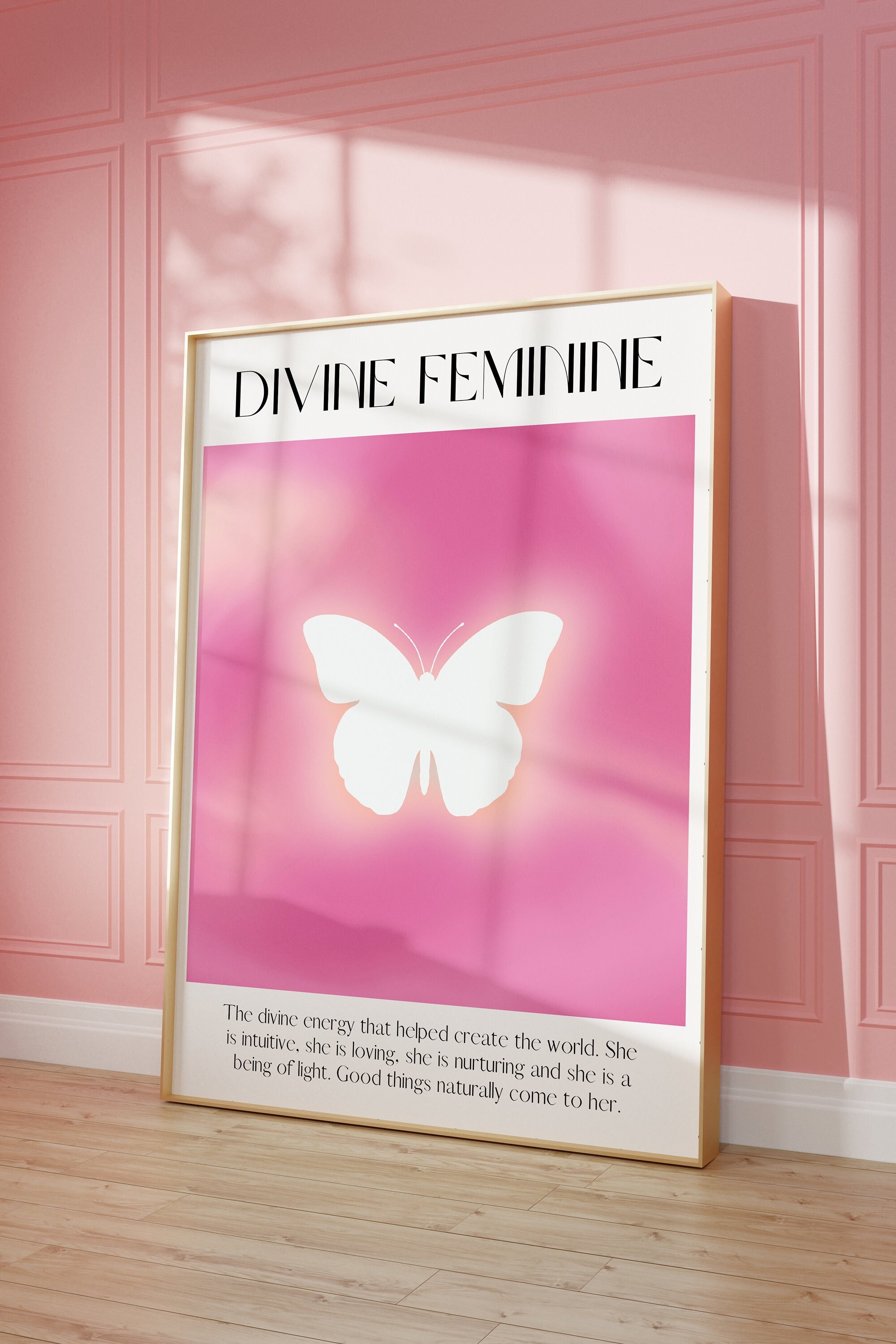 Divine Feminine Poster Y2K Spiritual Art Print Pink Aura - Etsy