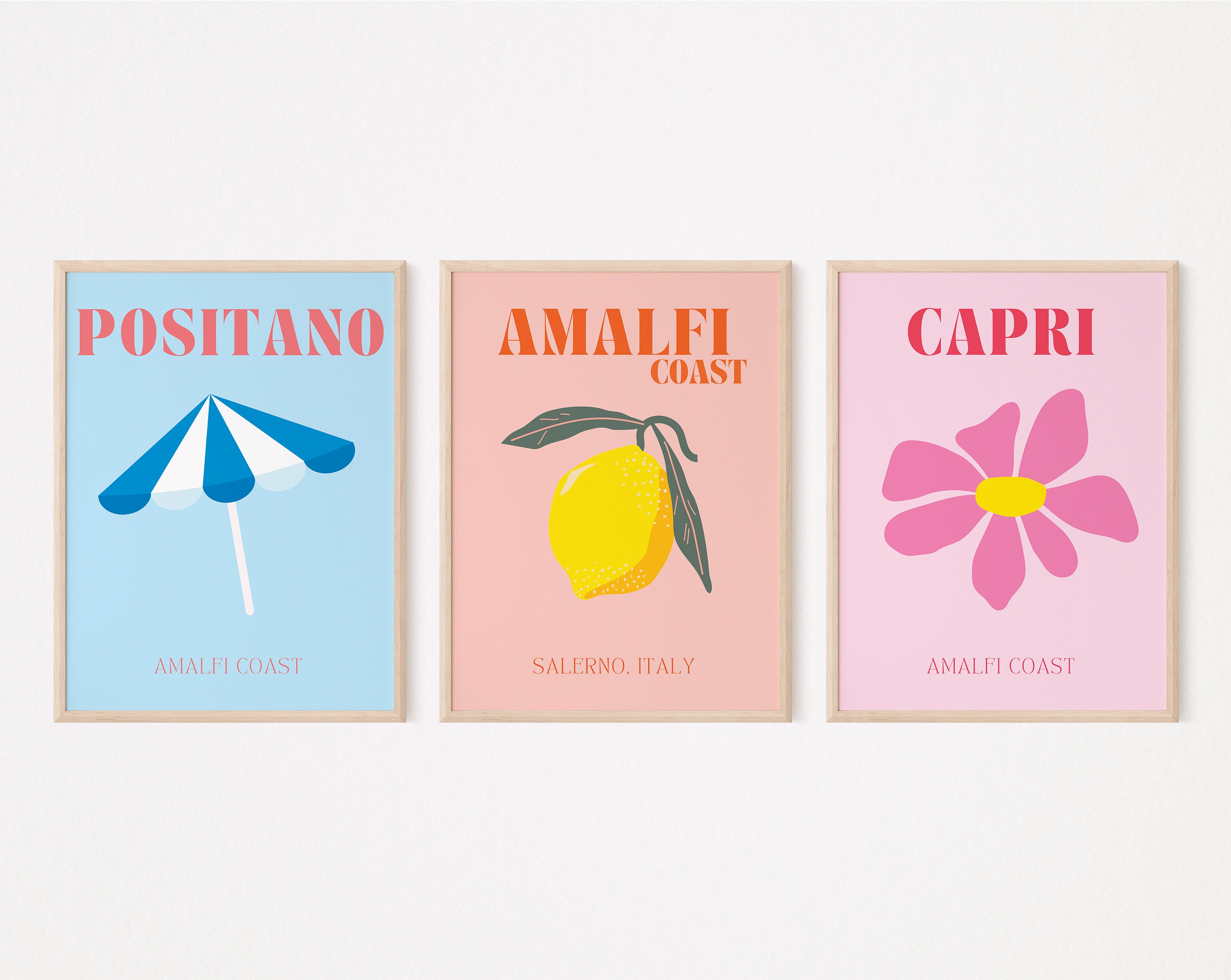 Amalfi Coast Poster Bundle, Positano Capri Italy Poster, Gallery Wall ...