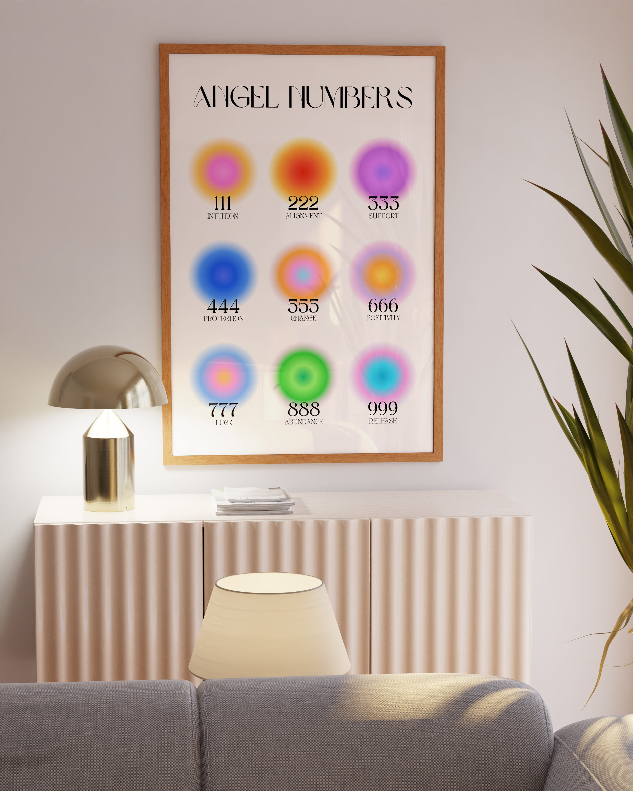 Angel Number Poster, Spiritual Poster, Aura Gradient, Positive ...