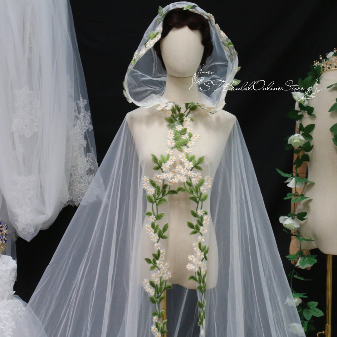 Blossom Lace Wedding Cloak,leaf Floral Lace Cape,gorgeous Big Hood Cape ...