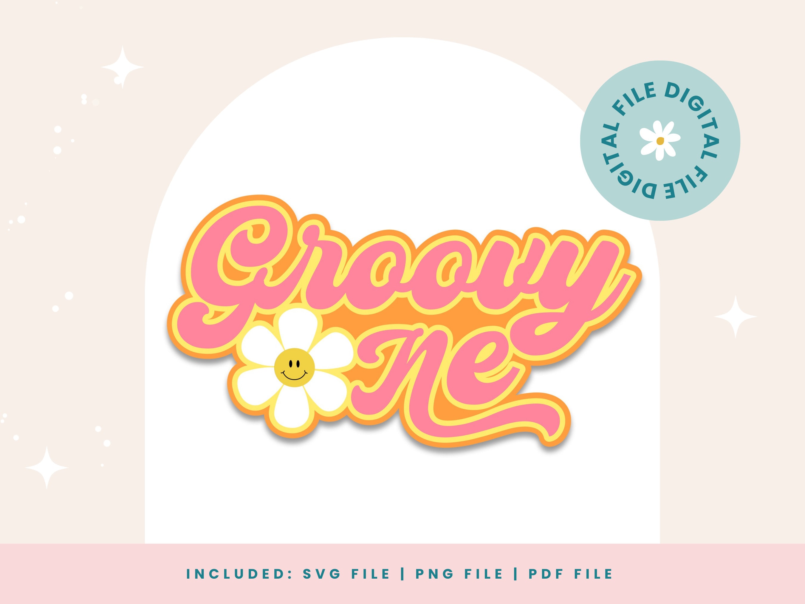 Groovy One Svg File Retro Design Girl First Birthday Party Sublimation Art Hippie Birthday