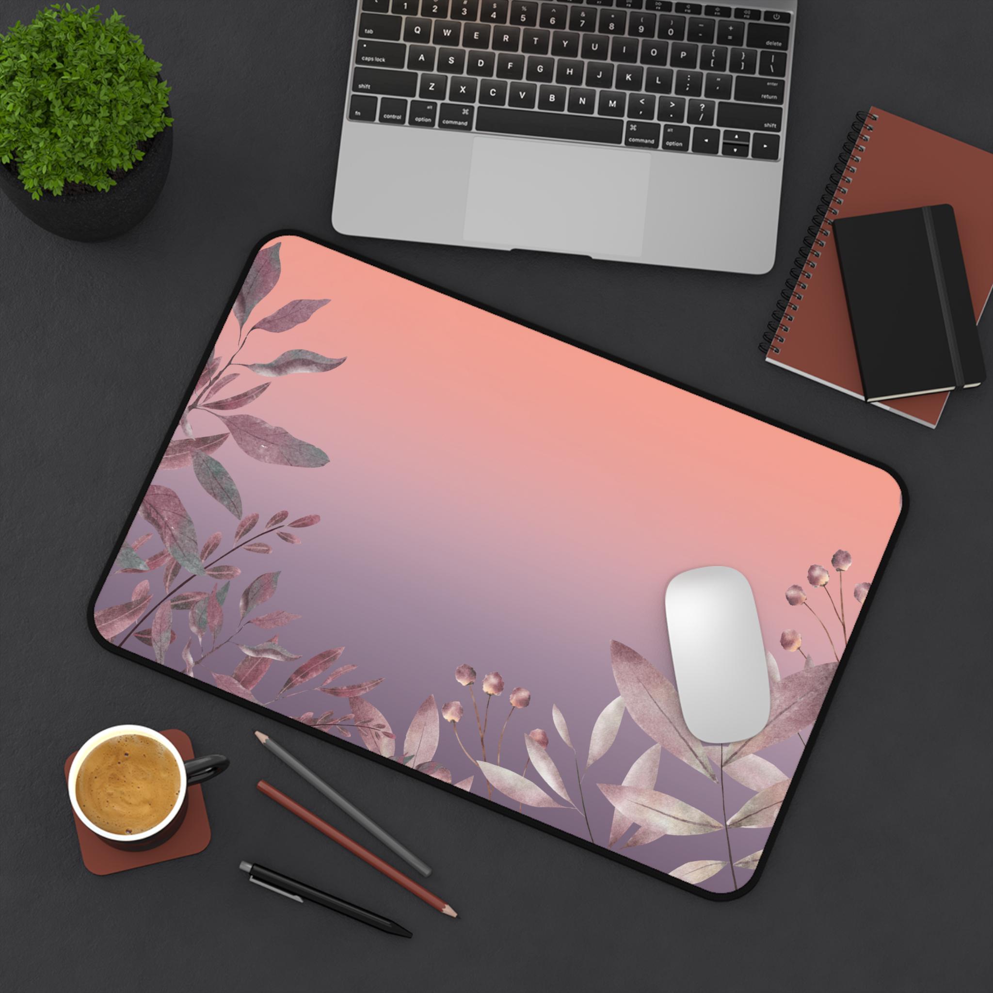 Botanical Desk Mat, Flower Petals Desk Protector, Keyboard Desk Mat for ...