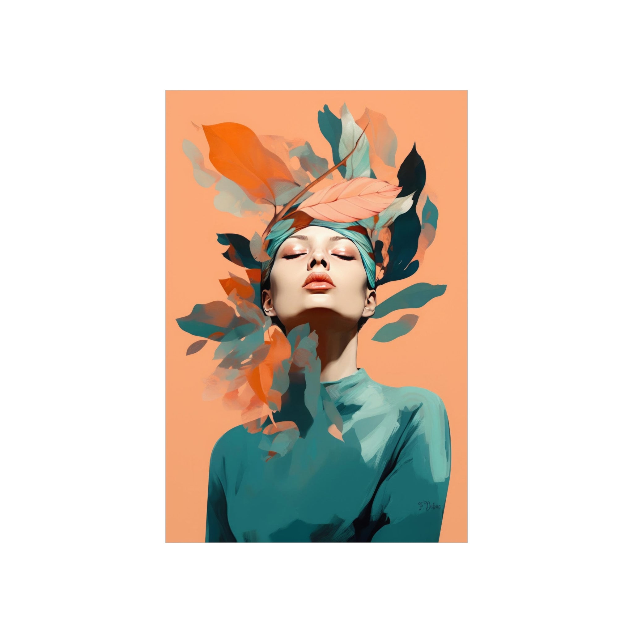 Woman Portrait Print Botanical Leaves Art Fine Wall Art - Etsy