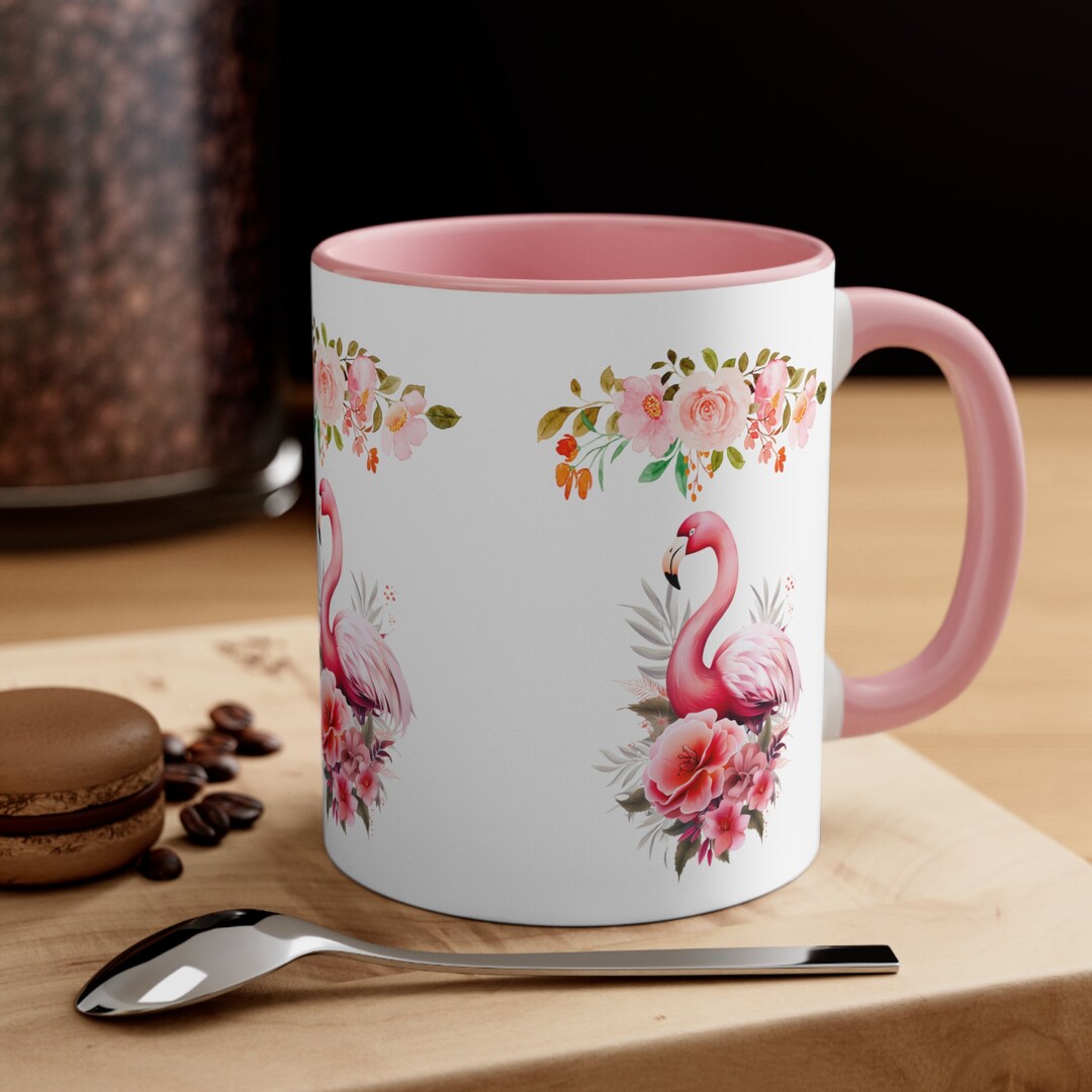 Flamingo Ceramic Mug, Watercolor Floral Mug, Coffee Lover Mug, Unique ...