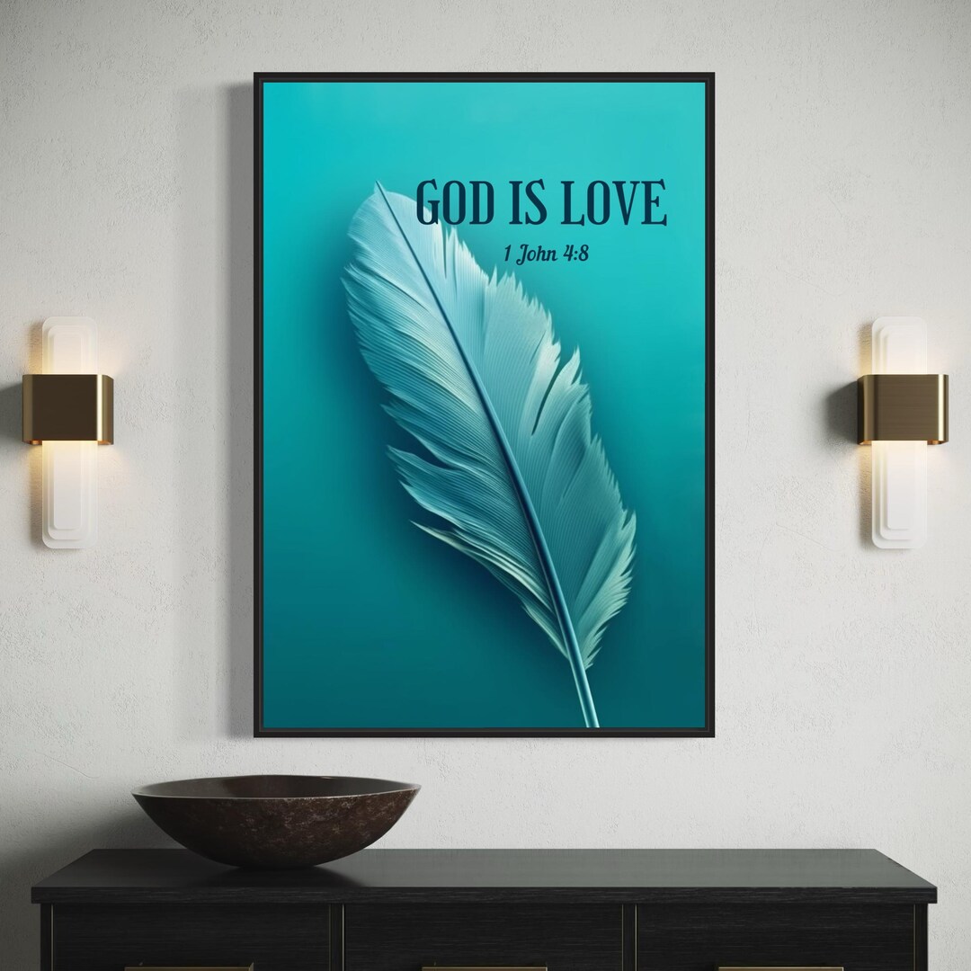 Bible Verse Poster, God is Love Wall Art, Spiritual Art Gift, Bedroom ...