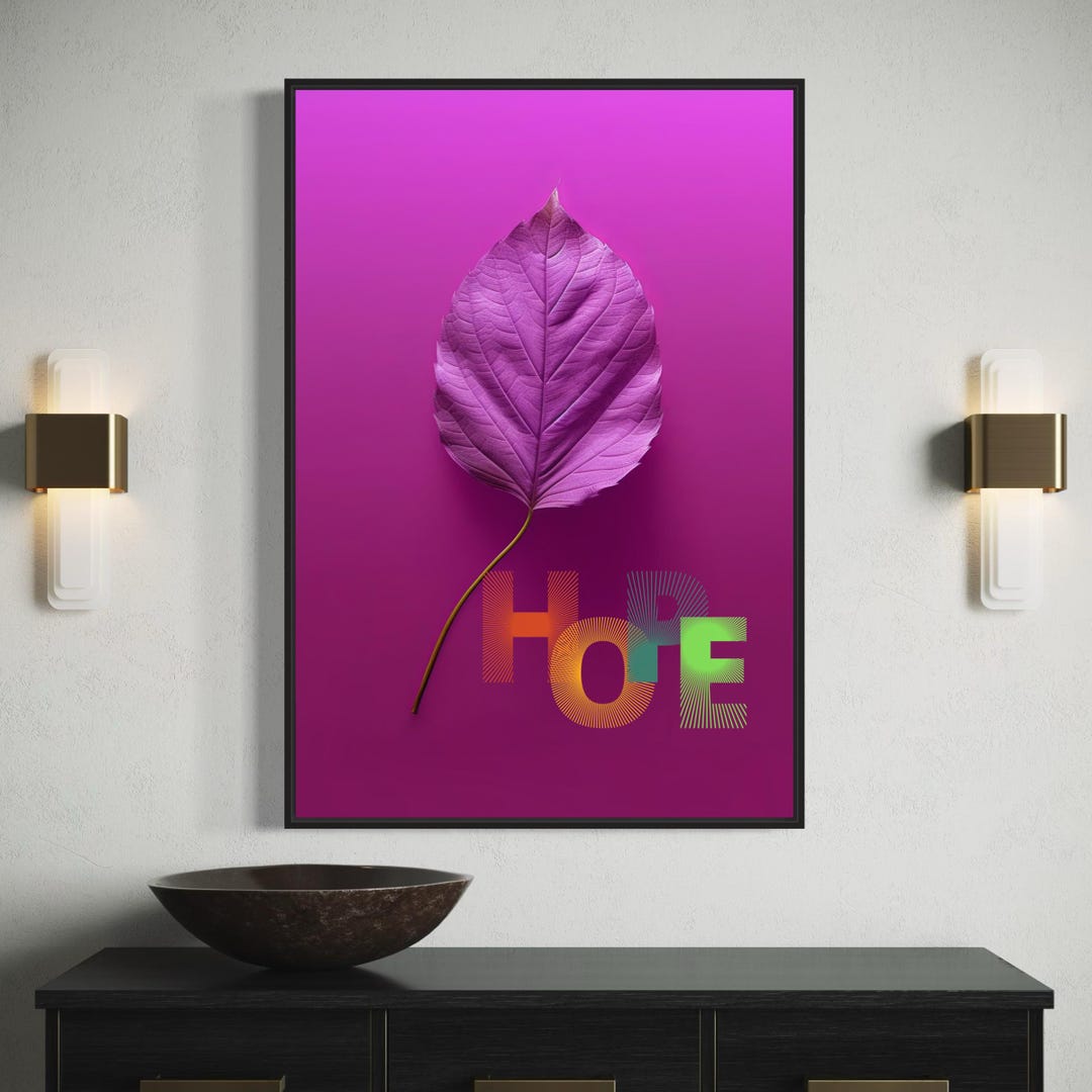 Hope Leaf Art Print: Pink Monochromatic Botanical Poster - Etsy