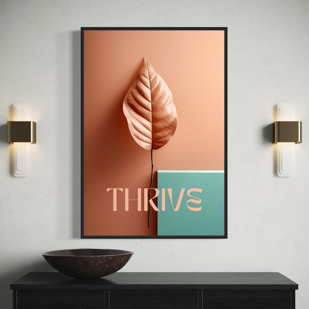 Thrive Inspirational Wall Art, Monochromatic Poster, Bedroom Art ...