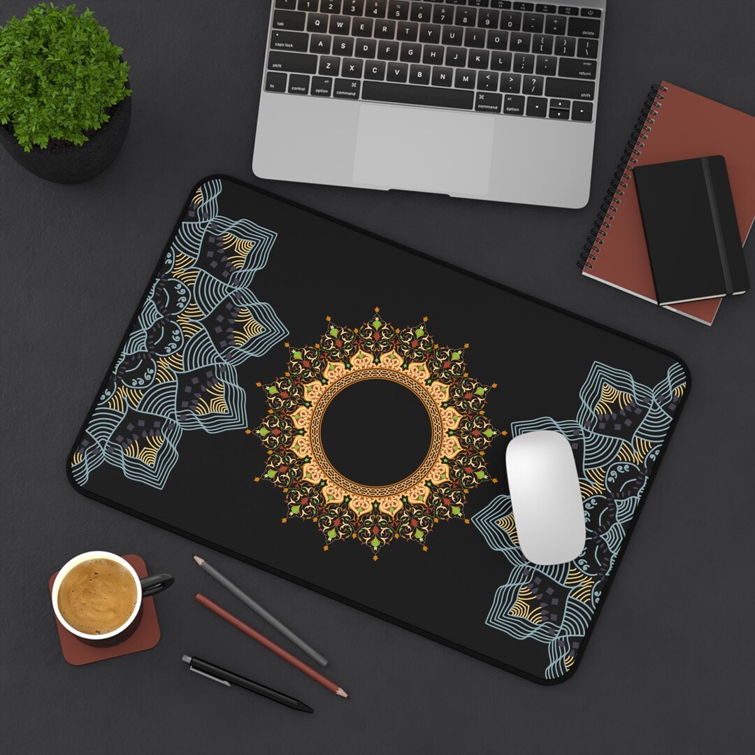 Zen Mandala Desk Mat, Monochromatic Desk Mat, Non-slip Desk Accessory ...